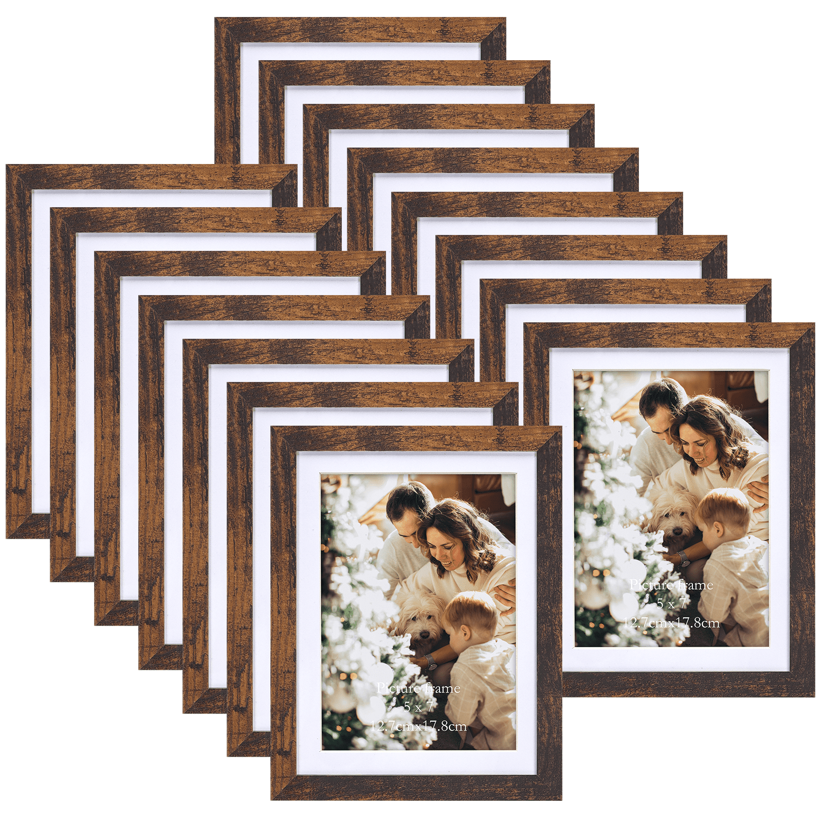 CRUGLA 5x7 Gallery Wood Border Picture Frames Set of 15, Display 5x7 or ...