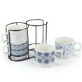 CRUGLA 12 oz Ceramic Stackable Coffee Mugs Set of 4 with Stand, Square ...