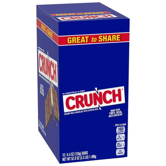 CRUNCH, Bulk 12 Pack, BCF26 Milk Chocolate and Crisped Rice, Full Size ...