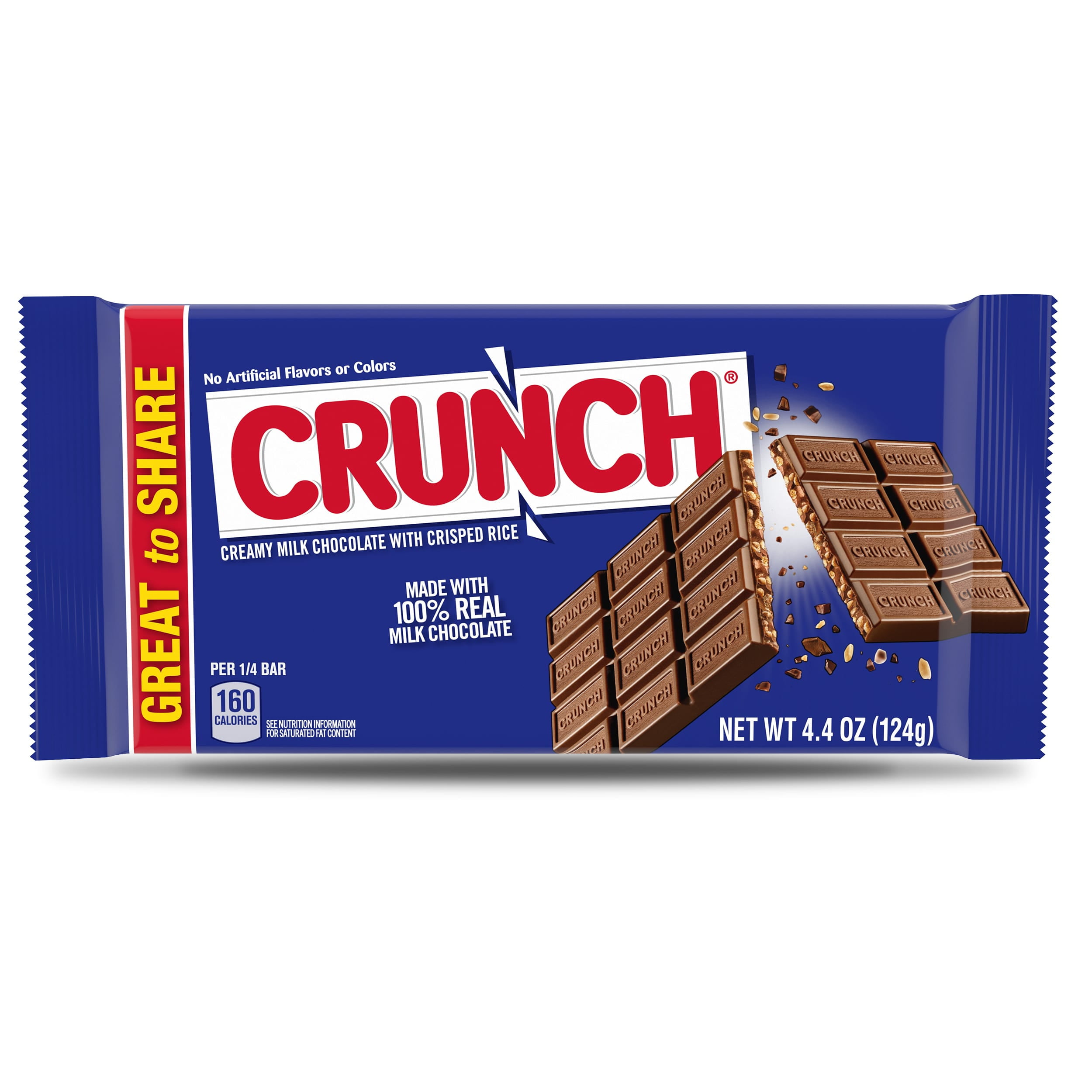 CRUNCH Full Size Candy Bar, Creamy Milk Chocolate and Crisped Rice, 4.4 ...