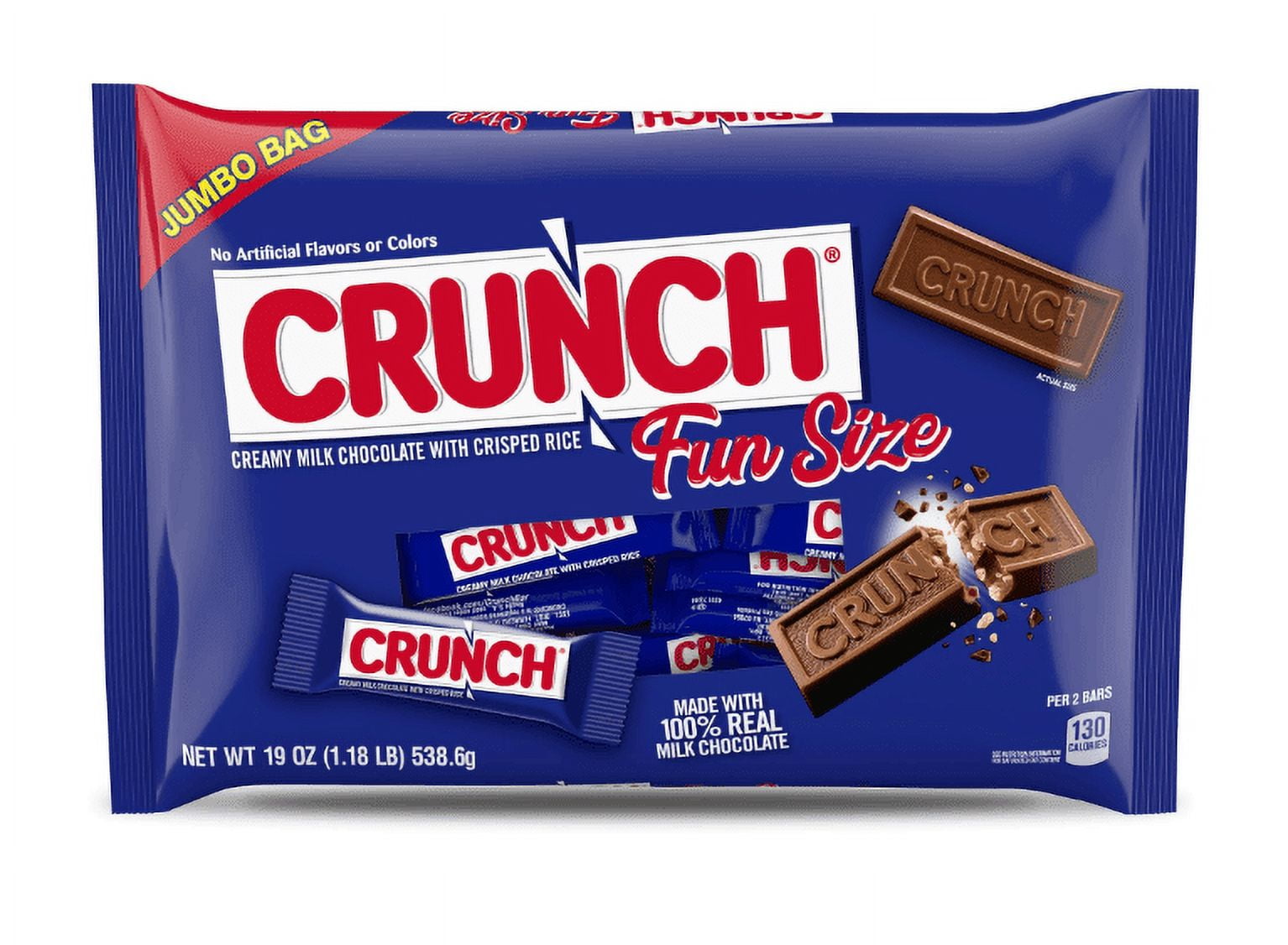 CRUNCH, Milk Chocolate and Crisped Rice, Fun Size Candy Bars, Jumbo Bag, 19 oz592924613ref ...
