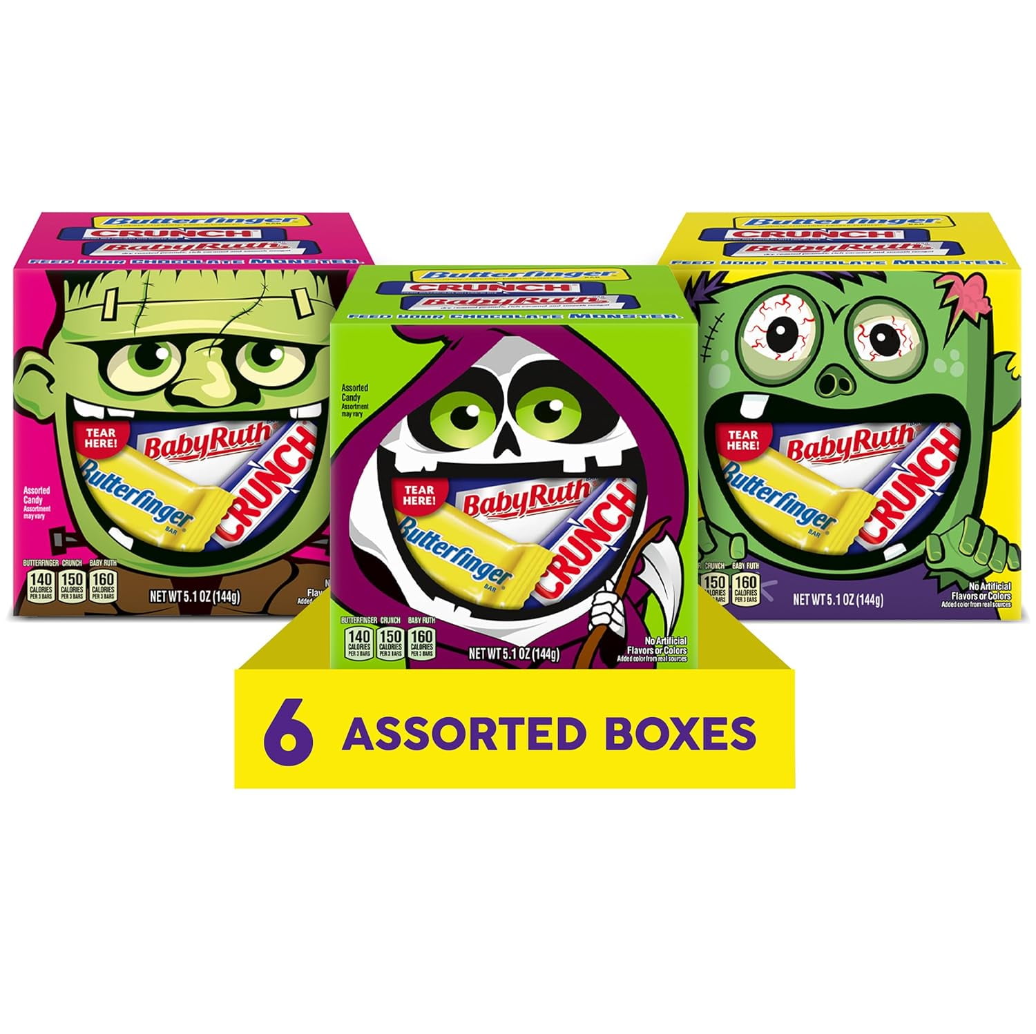 CRUNCH and Baby Ruth 6 Monster Boo Boxes Candy Variety Pack Assorted ...