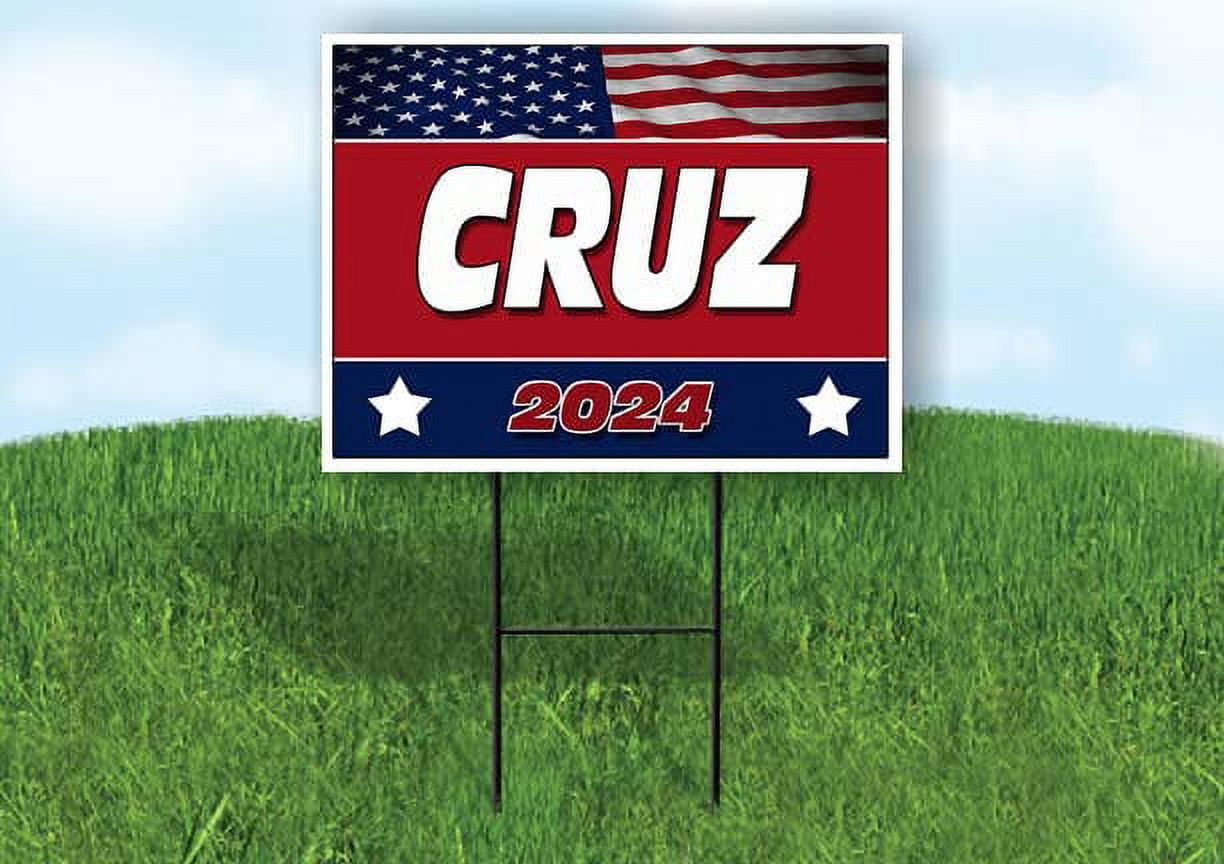 CRUZ FLAG RED 2024 18inx24in Yard Road Sign w/ Stand - Walmart.com