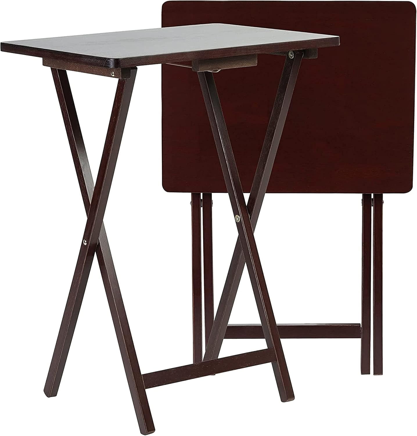 CRXX 2-Pack TV Tray Folding Wooden Dinner Table Set with Compact ...