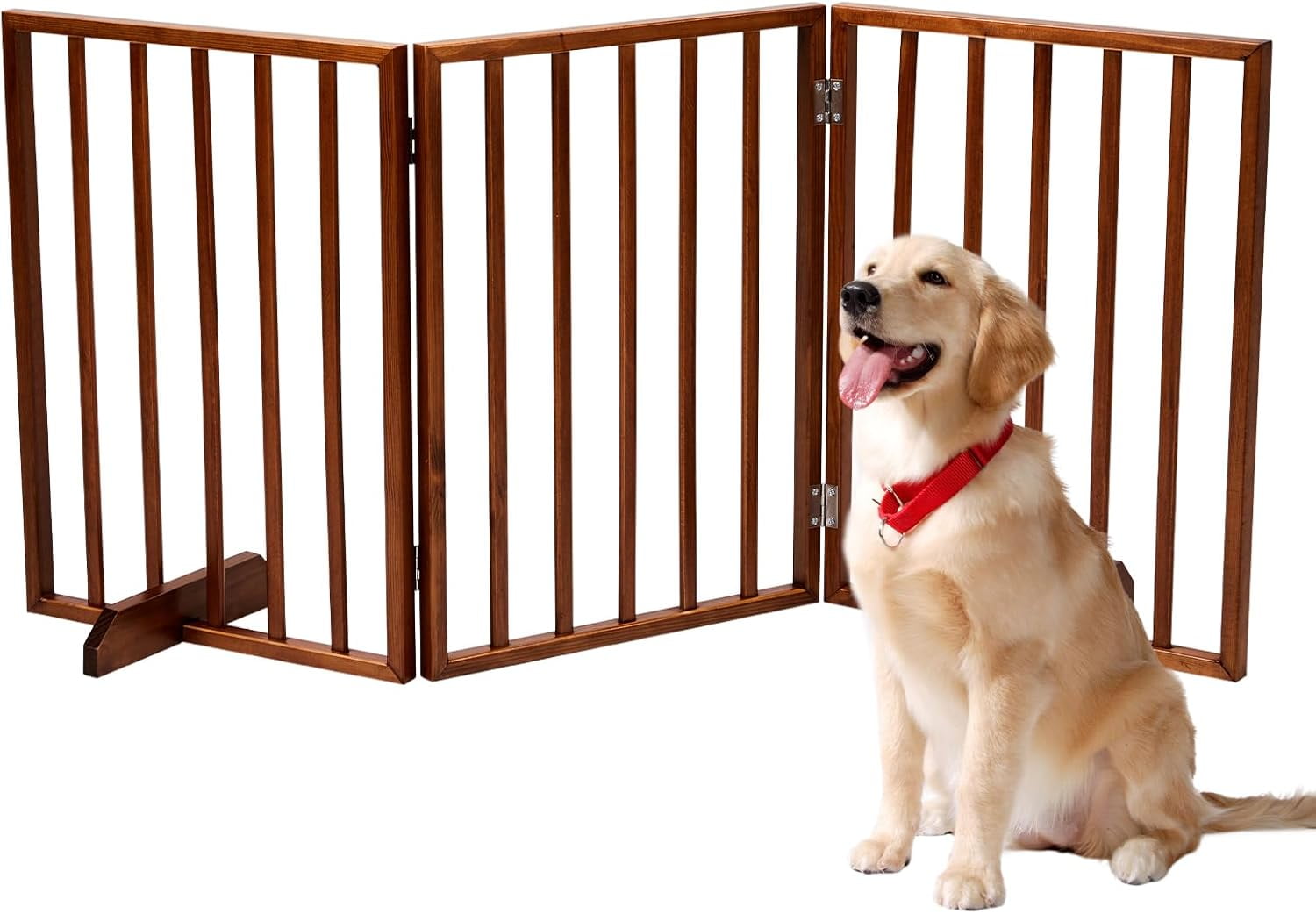 CRXX 3-Panel Indoor Foldable Gate, 24" H Freestanding Wooden Pet ...