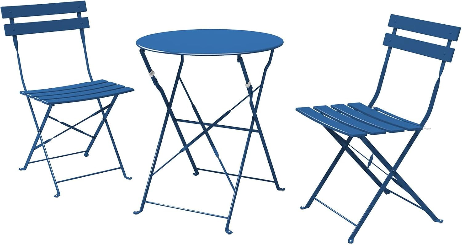 CRXX 3-Piece Folding Bistro Set, 2 Chairs and 1 Table, Weather ...