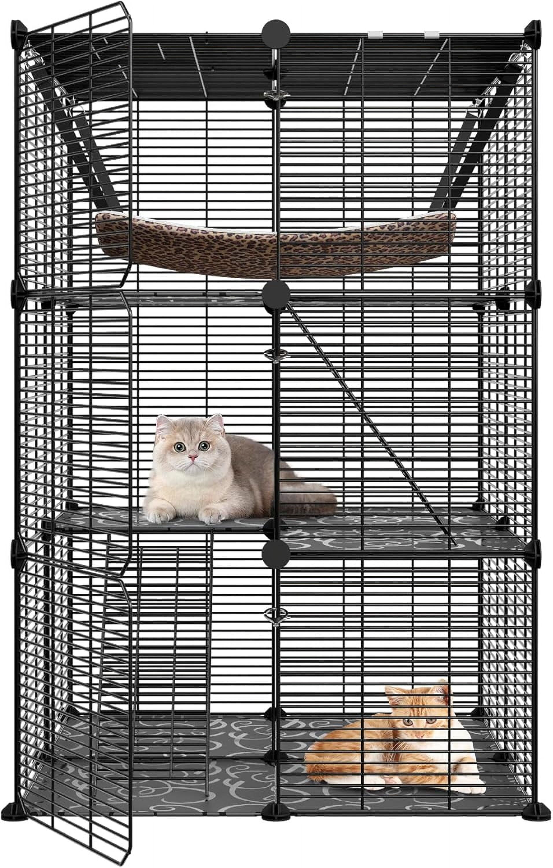 CRXX 3-Tier Cat Cage Indoor Cat Enclosures DIY Cat Kennel Detachable ...