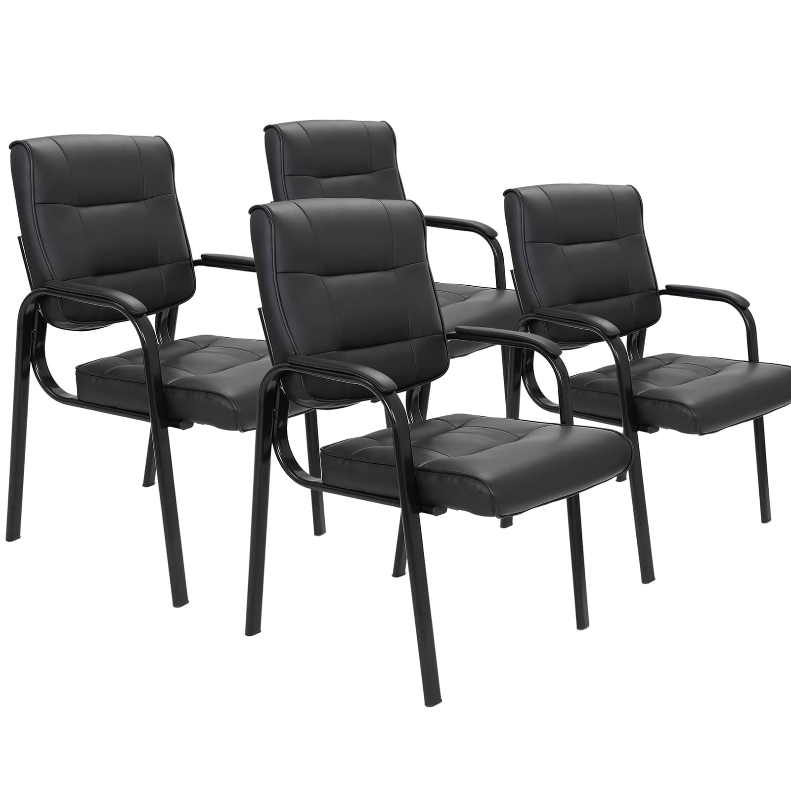 CRXX 4pcs Leather Guest Chair Black Waiting Room Office Desk Side ...