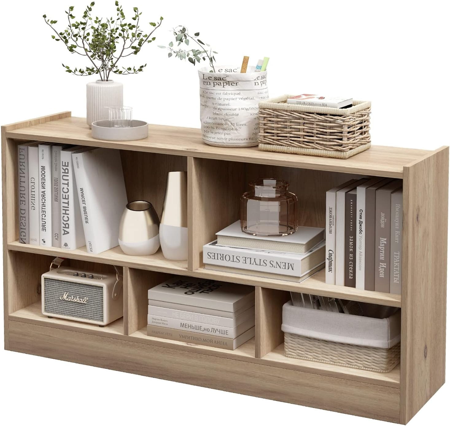 CRXX 5 Cube Bookcase, 2 Tier Bookshelf Organizer w/Open Compartments ...