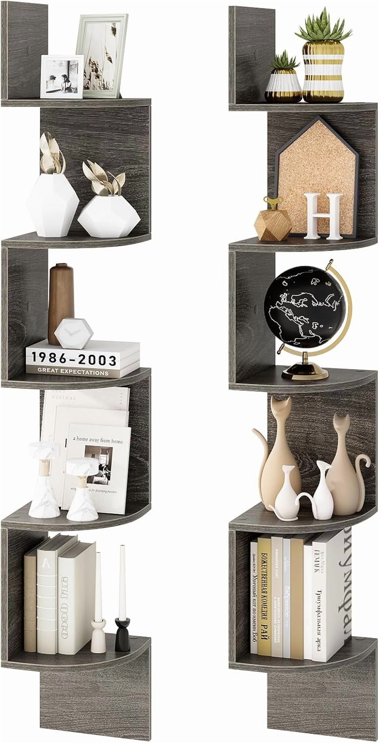 CRXX 5-Tier Corner Shelf Wall Mount, Farmhouse Floating Corner ...