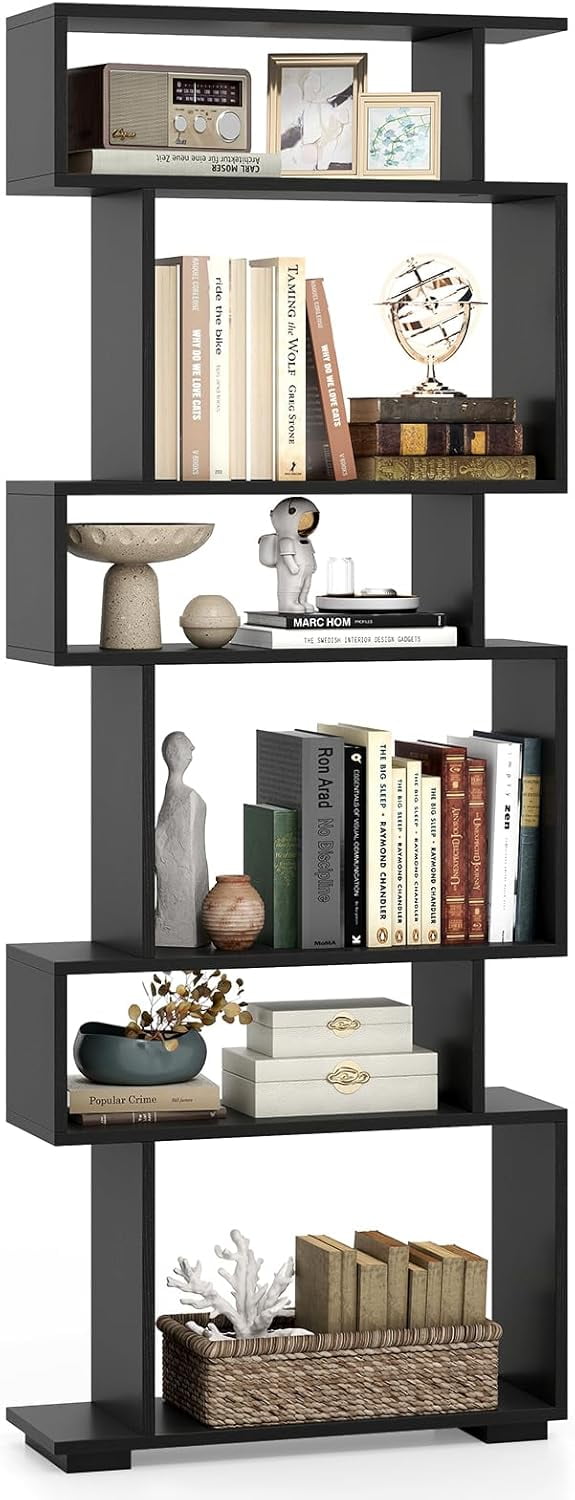 CRXX 6-Tier Storage Bookshelf, Tall Display Shelf with Anti-toppling ...