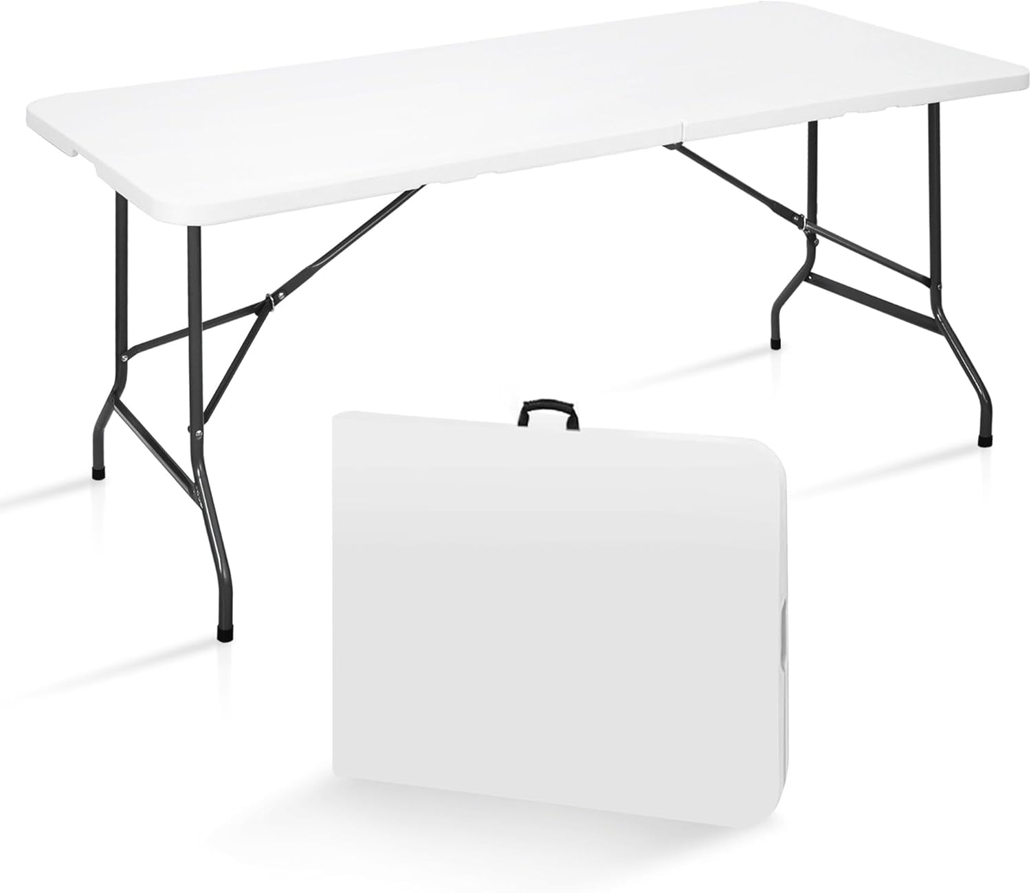 CRXX 6FT Folding Table for Indoor Outdoor, Portable Heavy Duty Fold-in ...