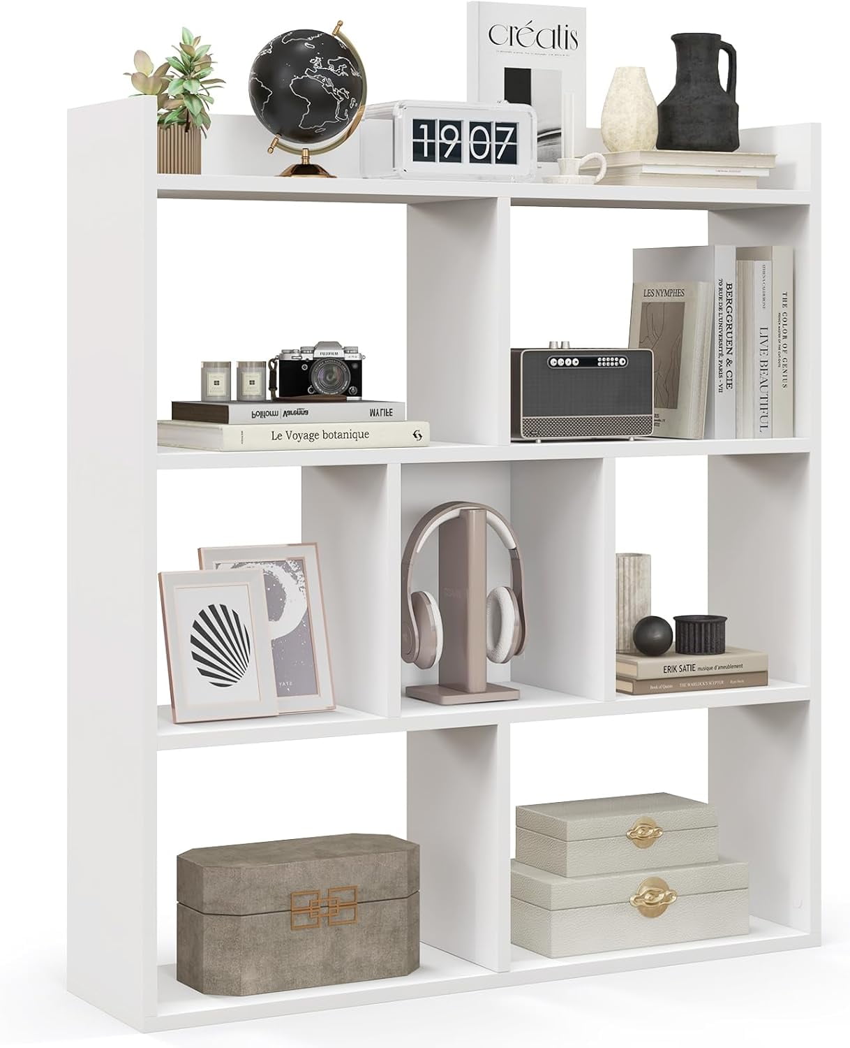 CRXX 7-Cube Bookcase, 4-Tier Storage Display Shelf with Anti-Tipping Kits, Freestanding Wooden ...