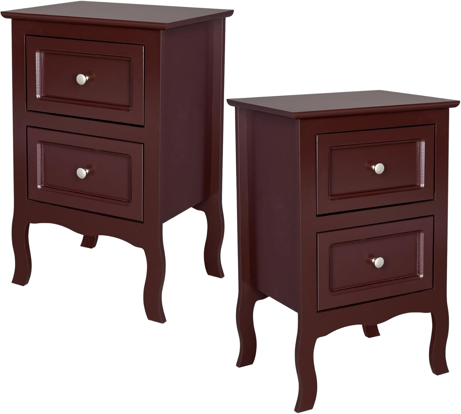 CRXX Brown Nightstand Set of 2 for Bedroom, Vintage Small Night Stand ...