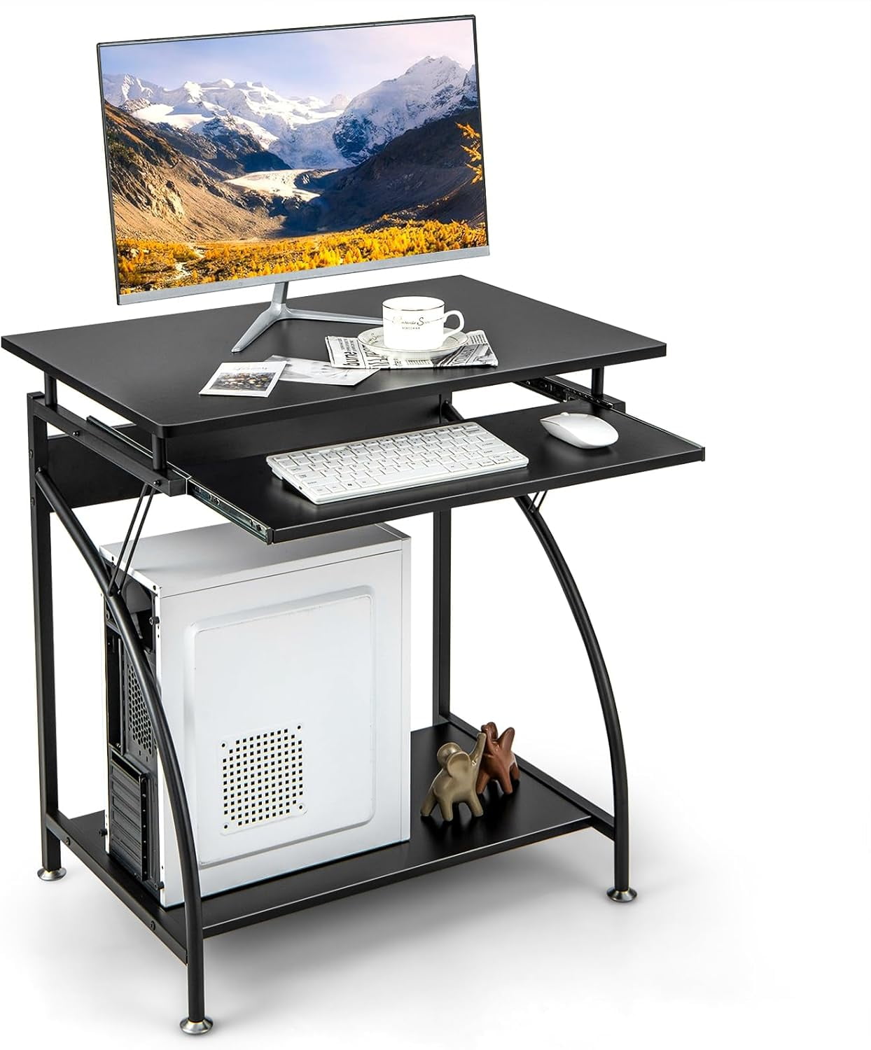 CRXX Computer Desk for Small Spaces, 27.5" Laptop Table with Pull-Out ...