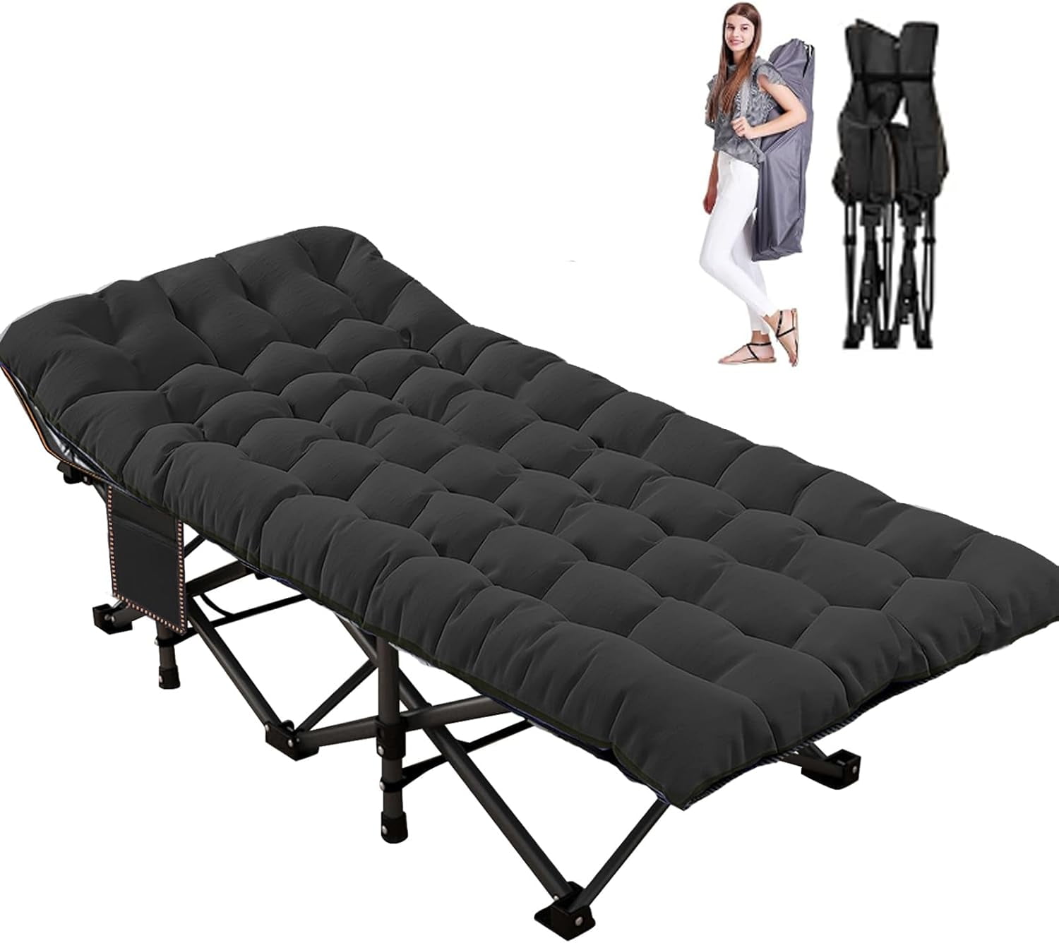 CRXX Folding Camping Cot, Extra Wide Heavy Duty Sleeping Cots with ...