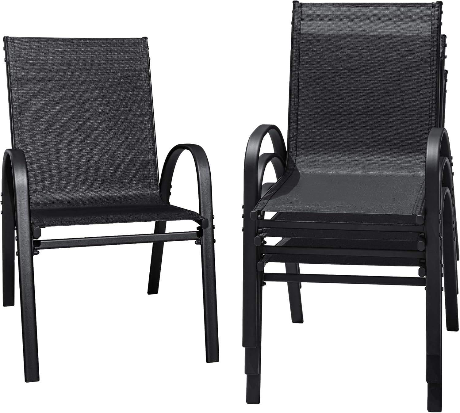 CRXX Patio Chairs Stackable Dining Chairs Set of 4 Metal and Teslin ...