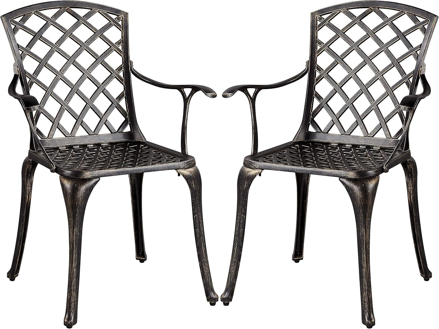 CRXX Patio Dining Chairs with Armrests Weather Resistant Cast Aluminium ...