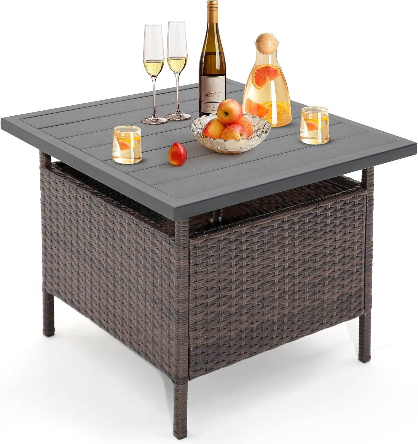CRXX Patio Umbrella Table Stand, Outdoor Side Table with Umbrella Hole ...
