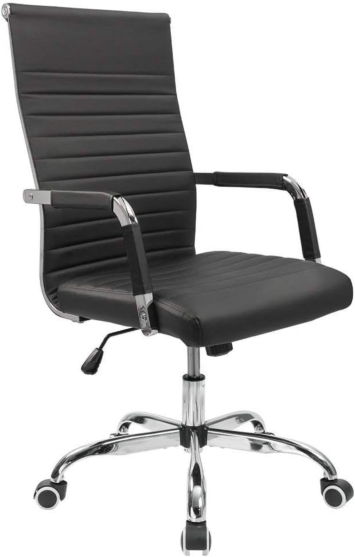 CRXX Ribbed Office Desk Chair Mid-Back PU Leather Executive Conference ...