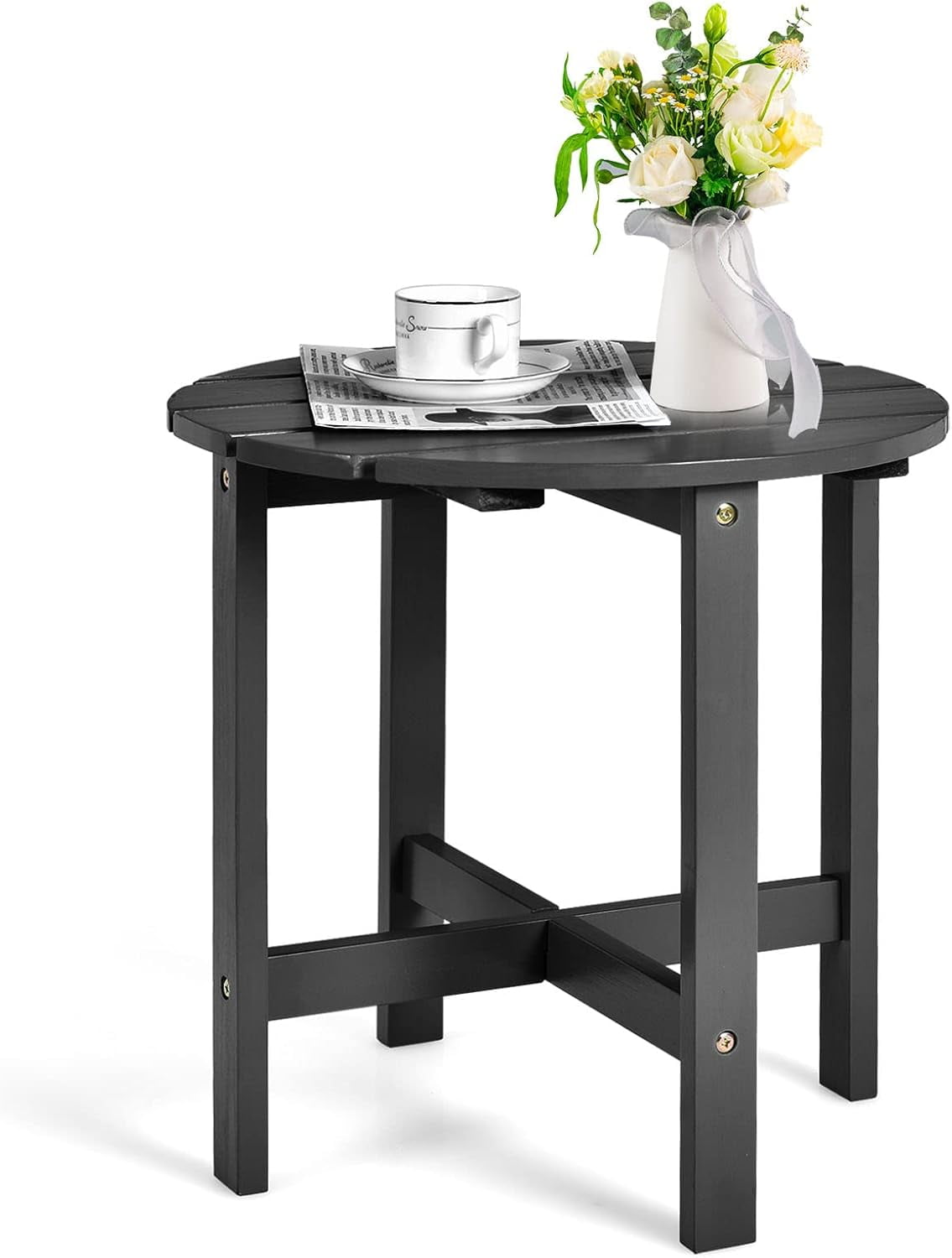 CRXX Round Outdoor Side Table, 18 Inch Adirondack Table, Outdoor Indoor ...
