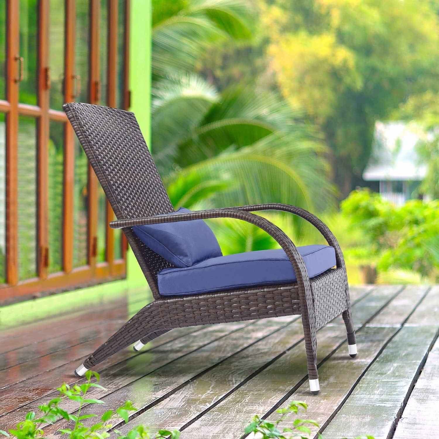 CRXX Wicker Adirondack Chair Oversized Comfy Patio Chairs Outdoor ...