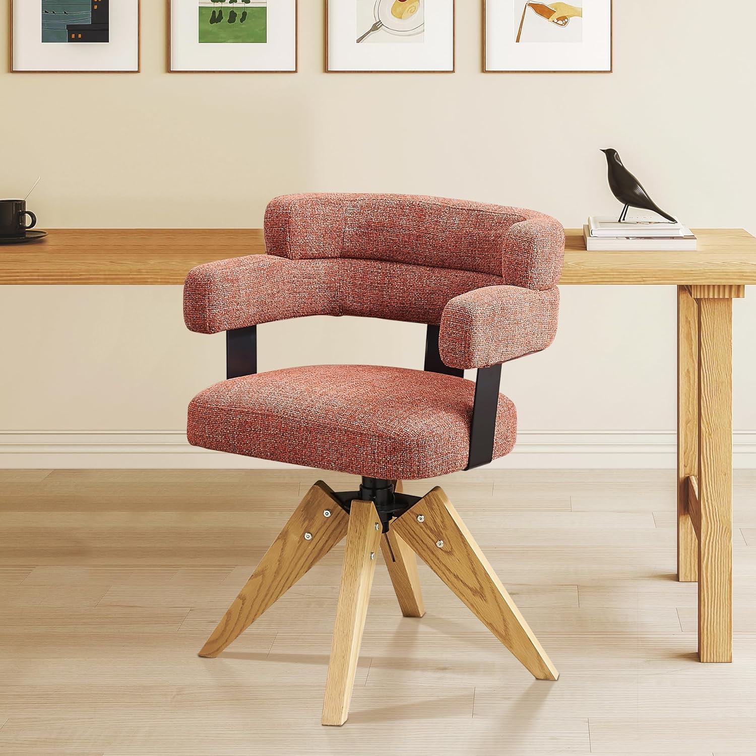 CRYBVYUBN Modern Desk Chair - Mid Century Office Chair Wheels Swivel ...