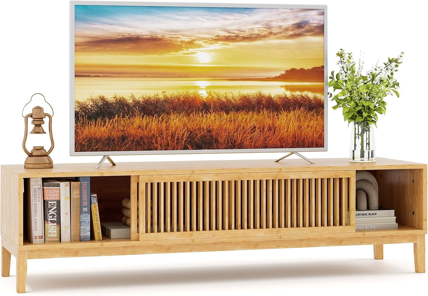 CRYBVYUBN TV Stand Entertainment Center for TVs up to 65 Inches Mid ...