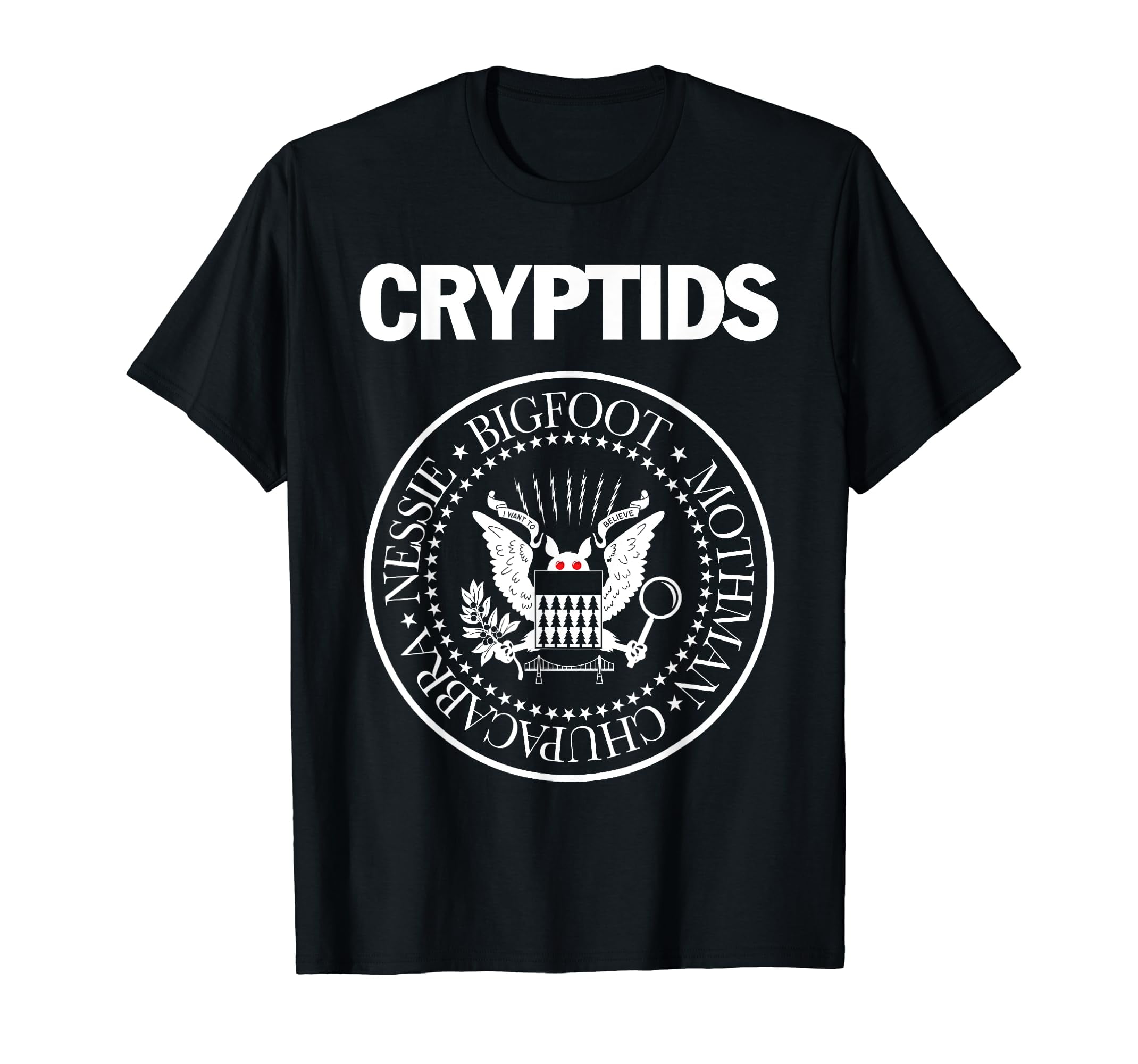 CRYPTIDS – Bigfoot Mothman Nessie Chupacabra Parody Punk T-Shirt ...