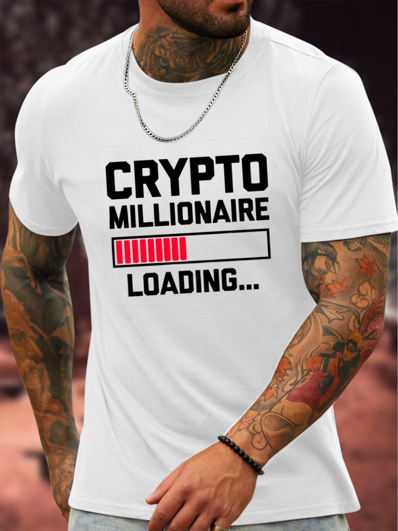 CRYPTO MILLIONAIRE Print Men's Crew Neck T-shirt, Short Sleeve Versatile Casual Summer Clothes ...