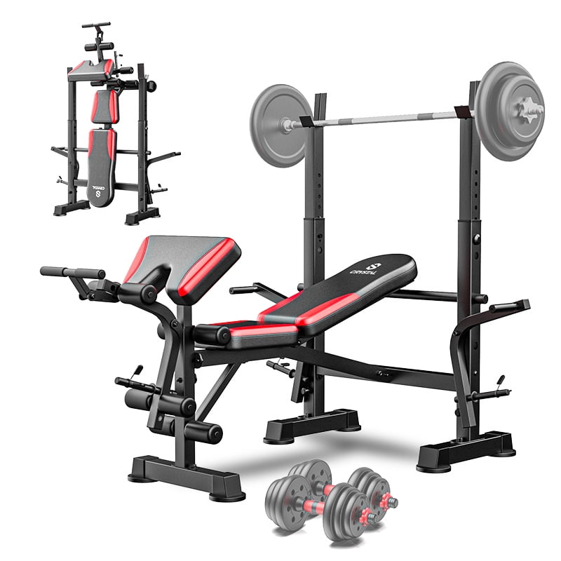 CRYSTAL FIT 660lbs Adjustable Weight Bench, Bench Press Rack With Squat ...