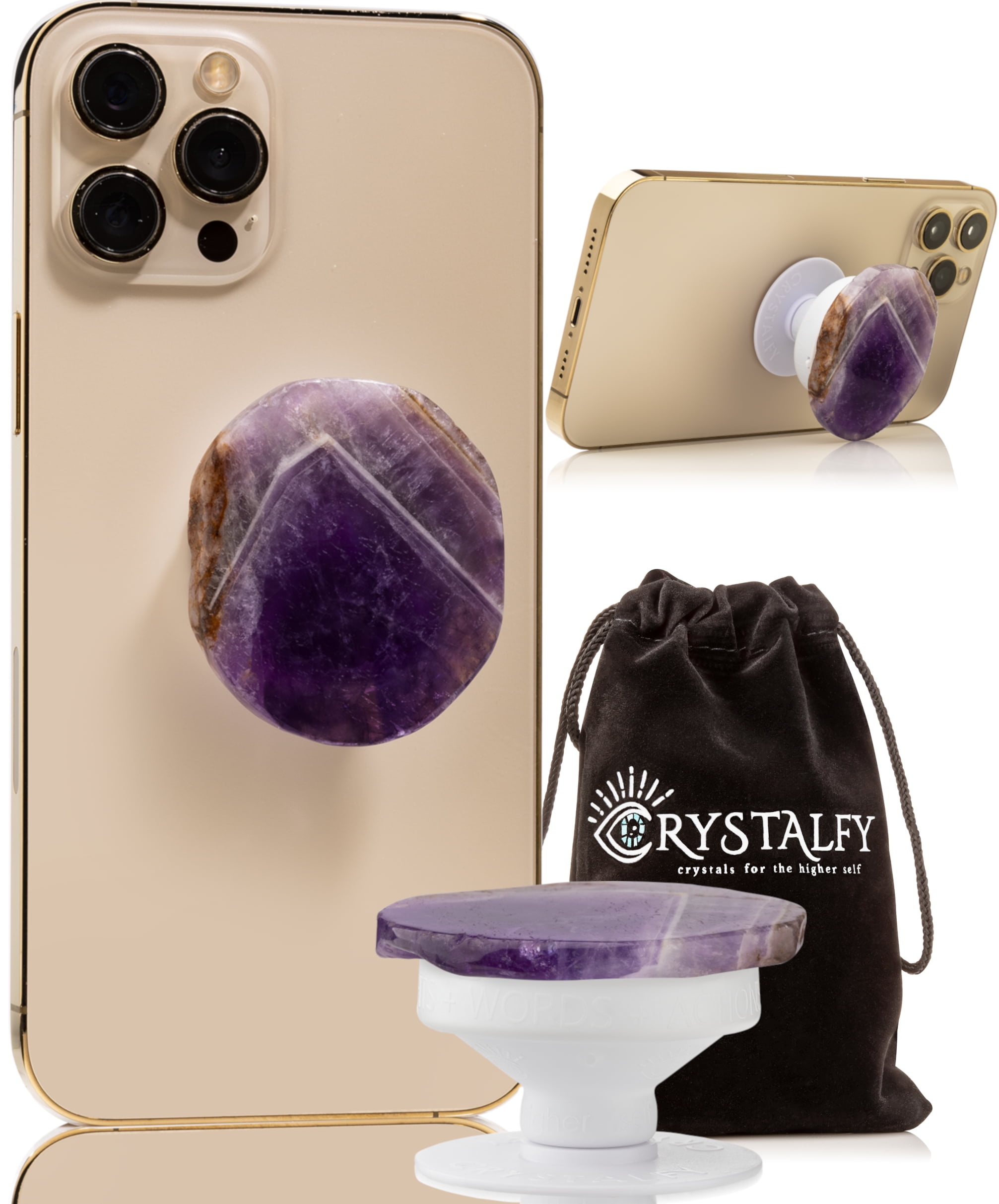 CRYSTALFY: Crystal Phone Grip & Phone Stand with Authentic Natural ...