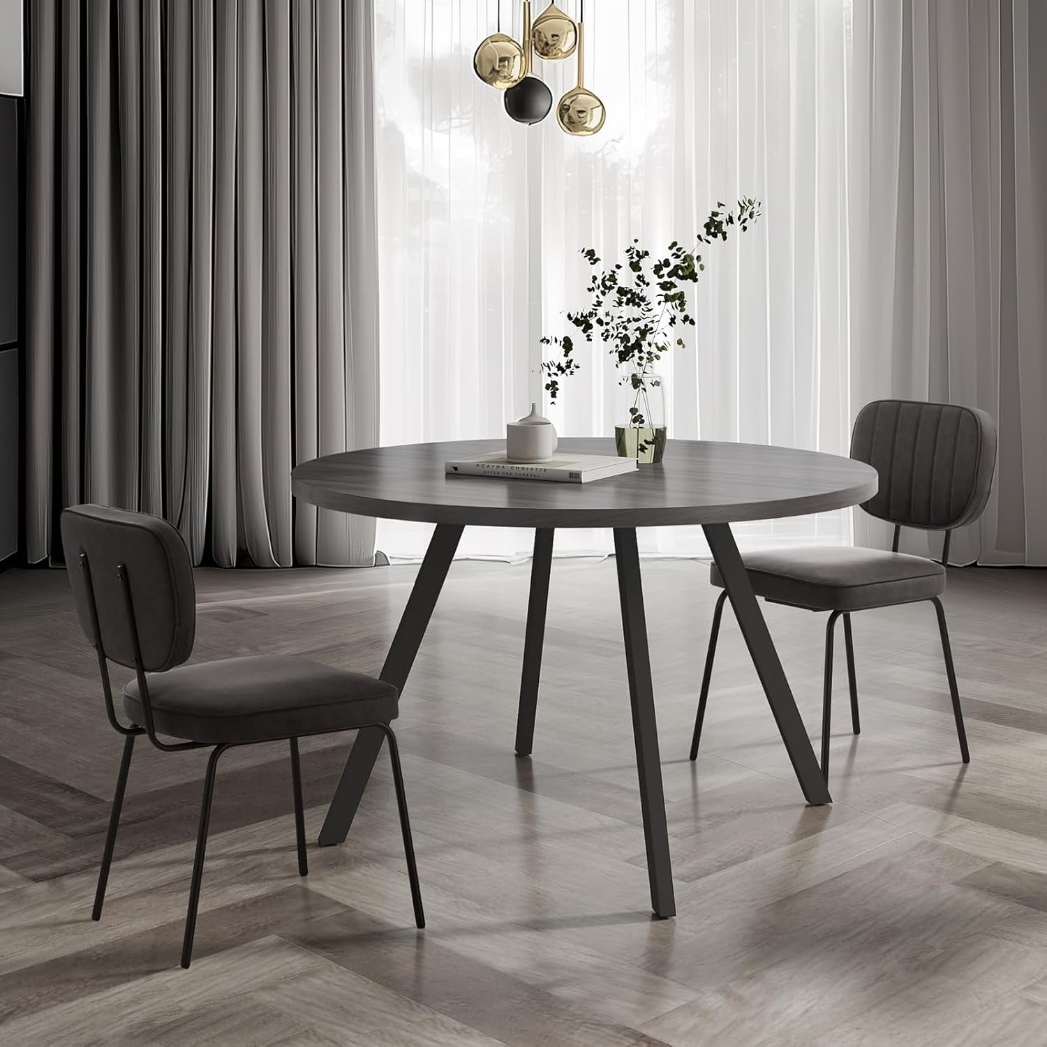 CRYVBTYB Round Wood Dining Table for 4-6 47" Mid Century Modern Kitchen ...