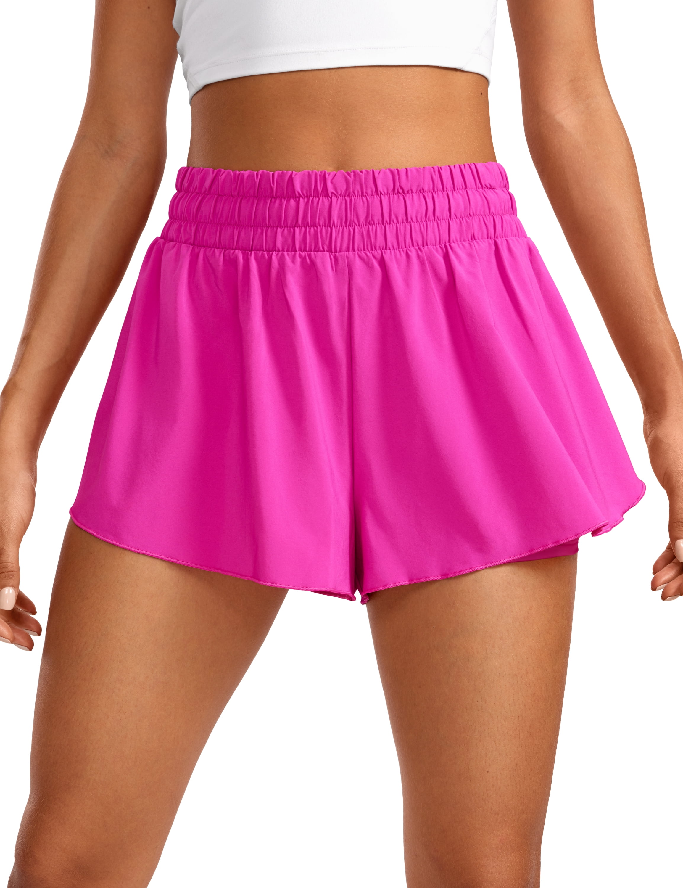 CRZ YOGA 2 in 1 Flowy Running Shorts for Women High Waisted Athletic ...
