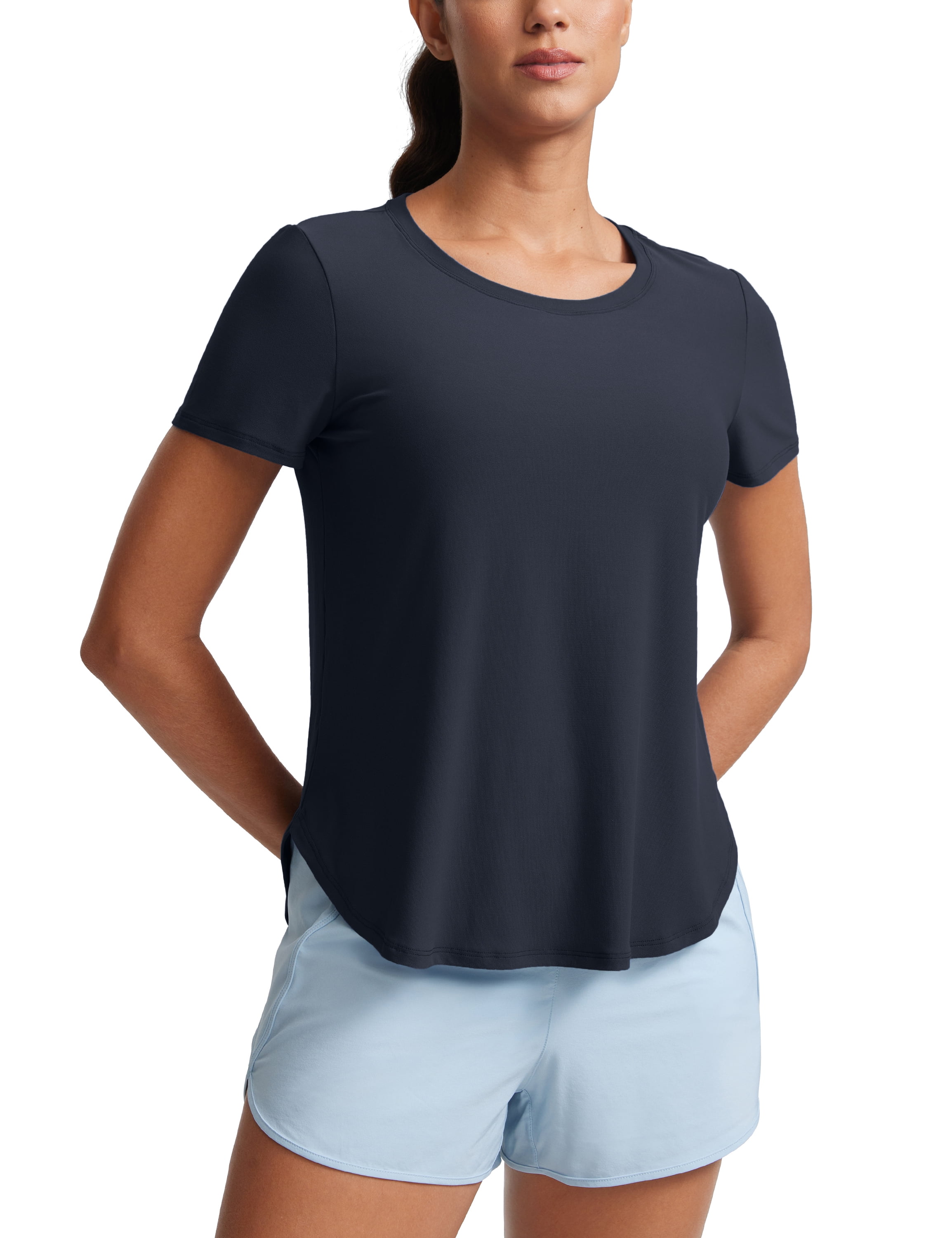 CRZ YOGA Cloudweight Workout Tops for Women Lightweight Athletic Short Sleeve Shirts Gym Running ...