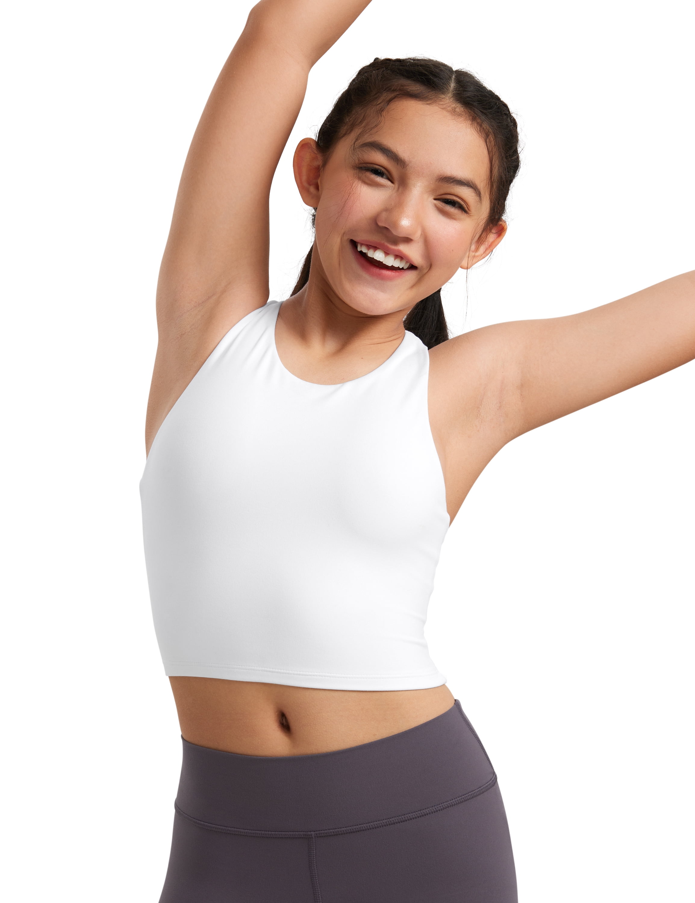 CRZ YOGA Girls Butterluxe Double Lined Tank Tops High Neck Racerback ...