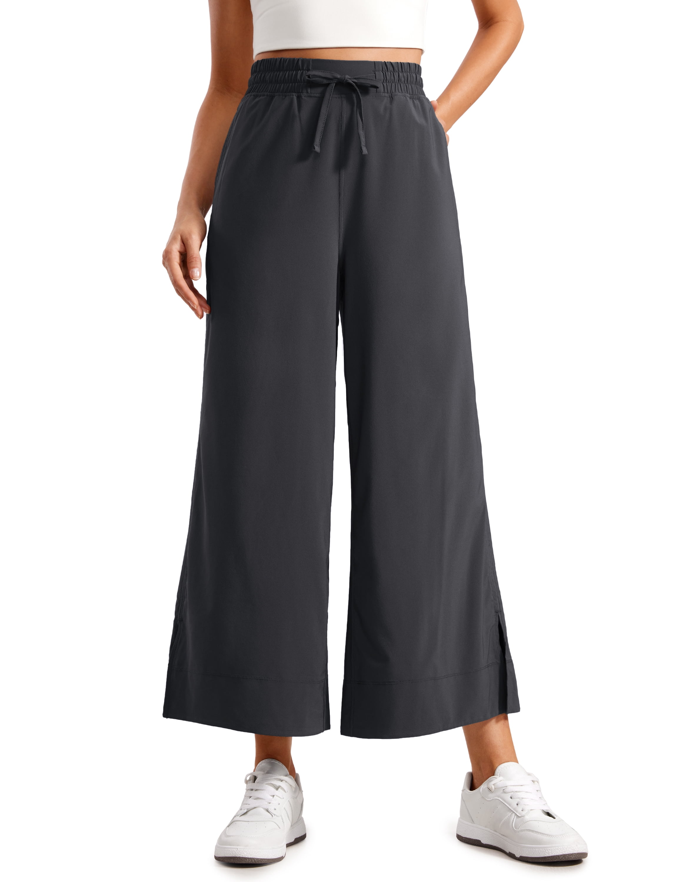 CRZ YOGA Lightweight Wide Leg Cropped Pants for Women 25 Inches High ...