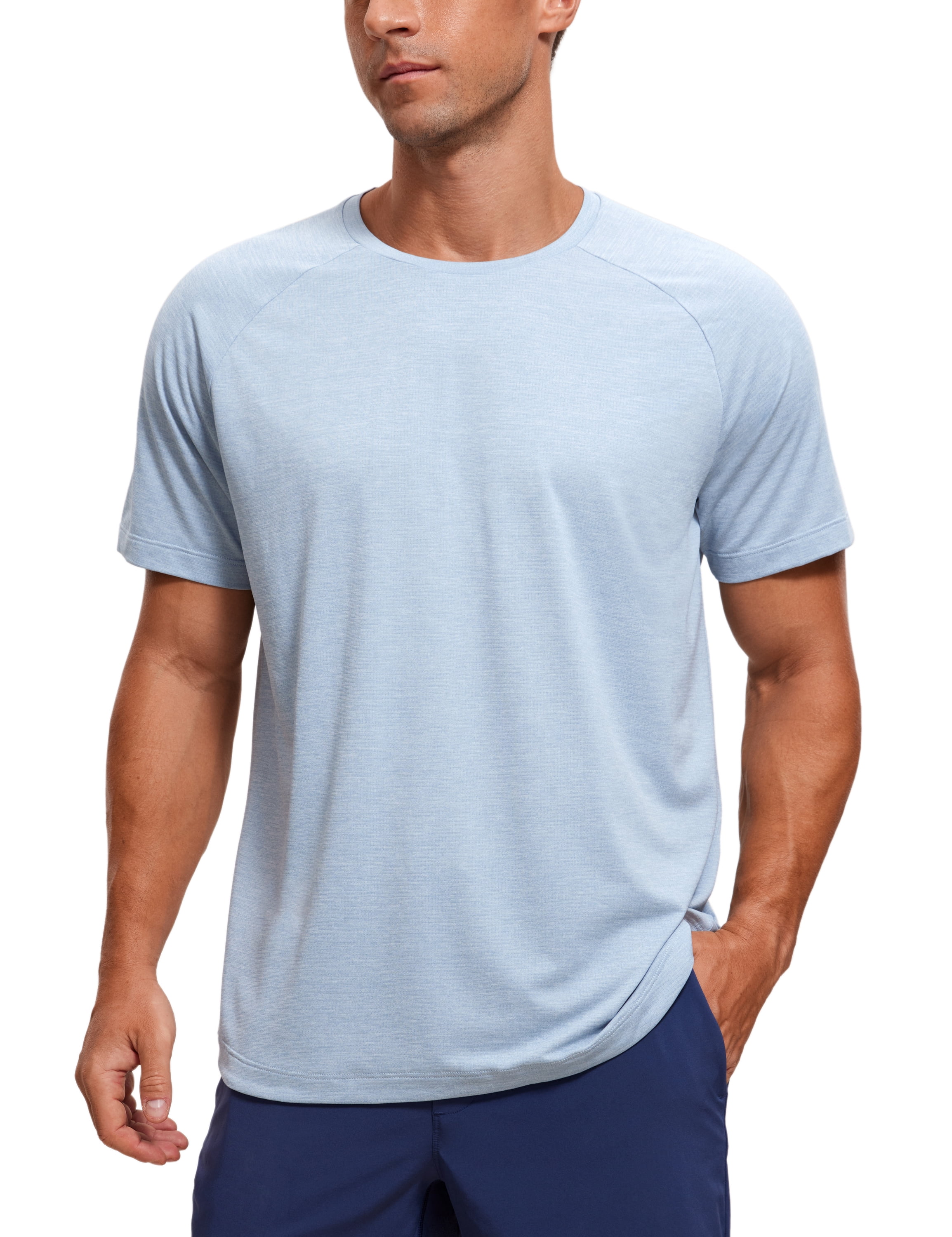 CRZ YOGA Men's Lightweight Short Sleeve T-Shirt Quick Dry Workout ...