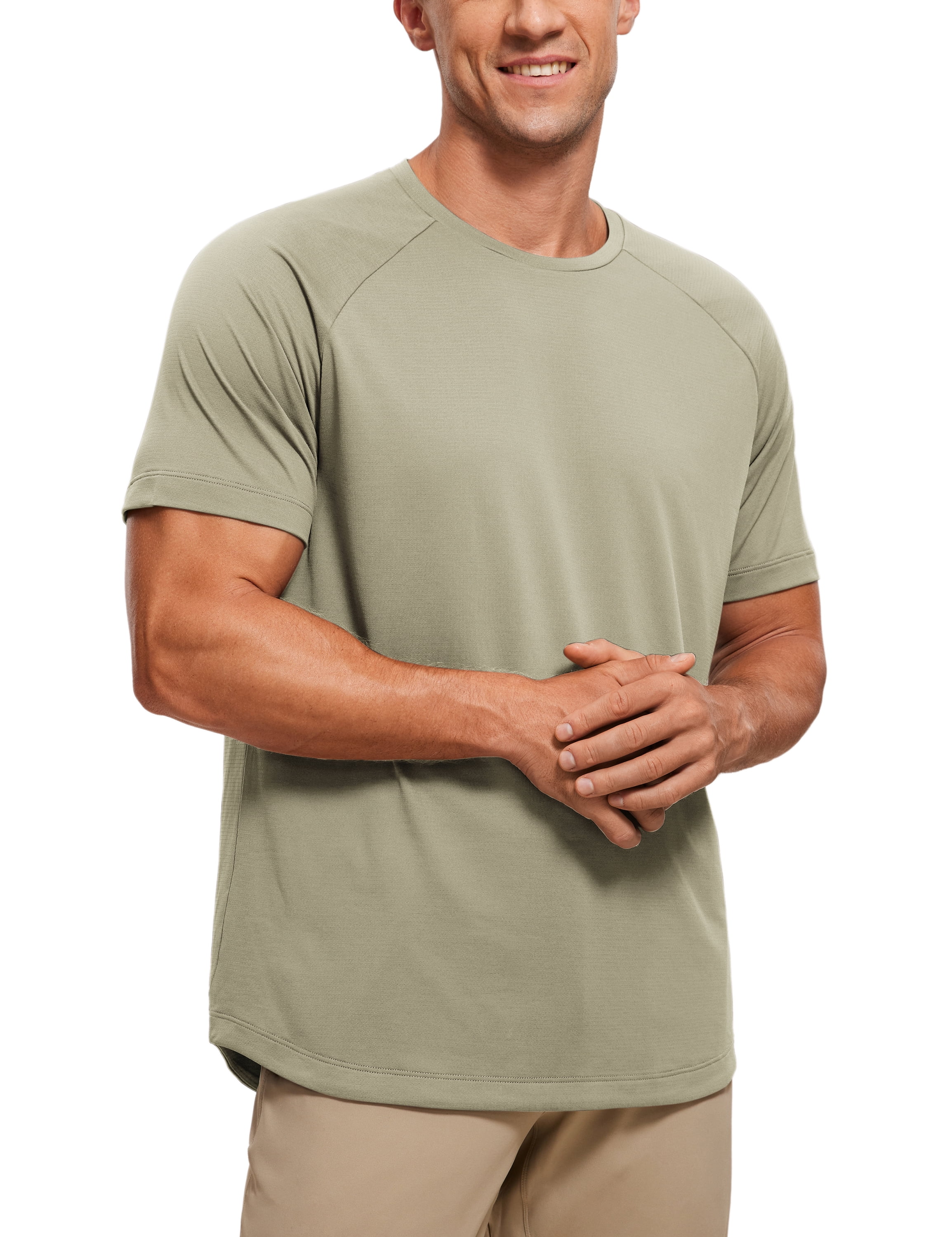CRZ YOGA Men's Lightweight Short Sleeve T-Shirt Quick Dry Workout ...