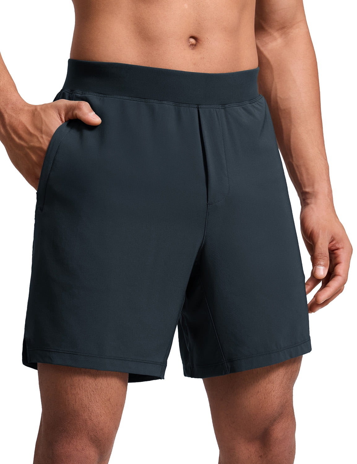 CRZ YOGA Men's Linerless Split Training Shorts 7" Lightweight Quick Dry ...