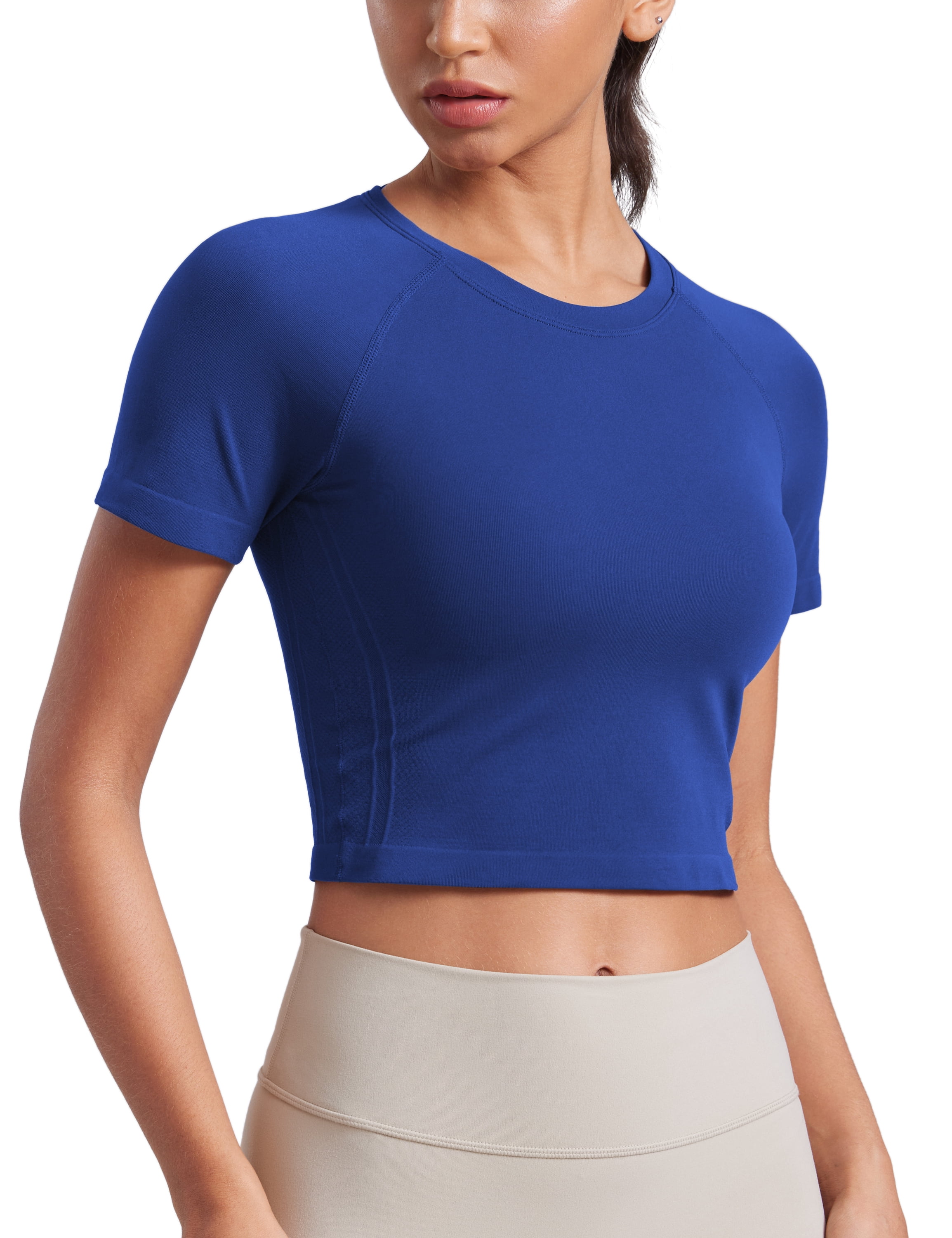 CRZ YOGA Seamless Crop Workout Tops for Women Athletic Running Gym Yoga ...