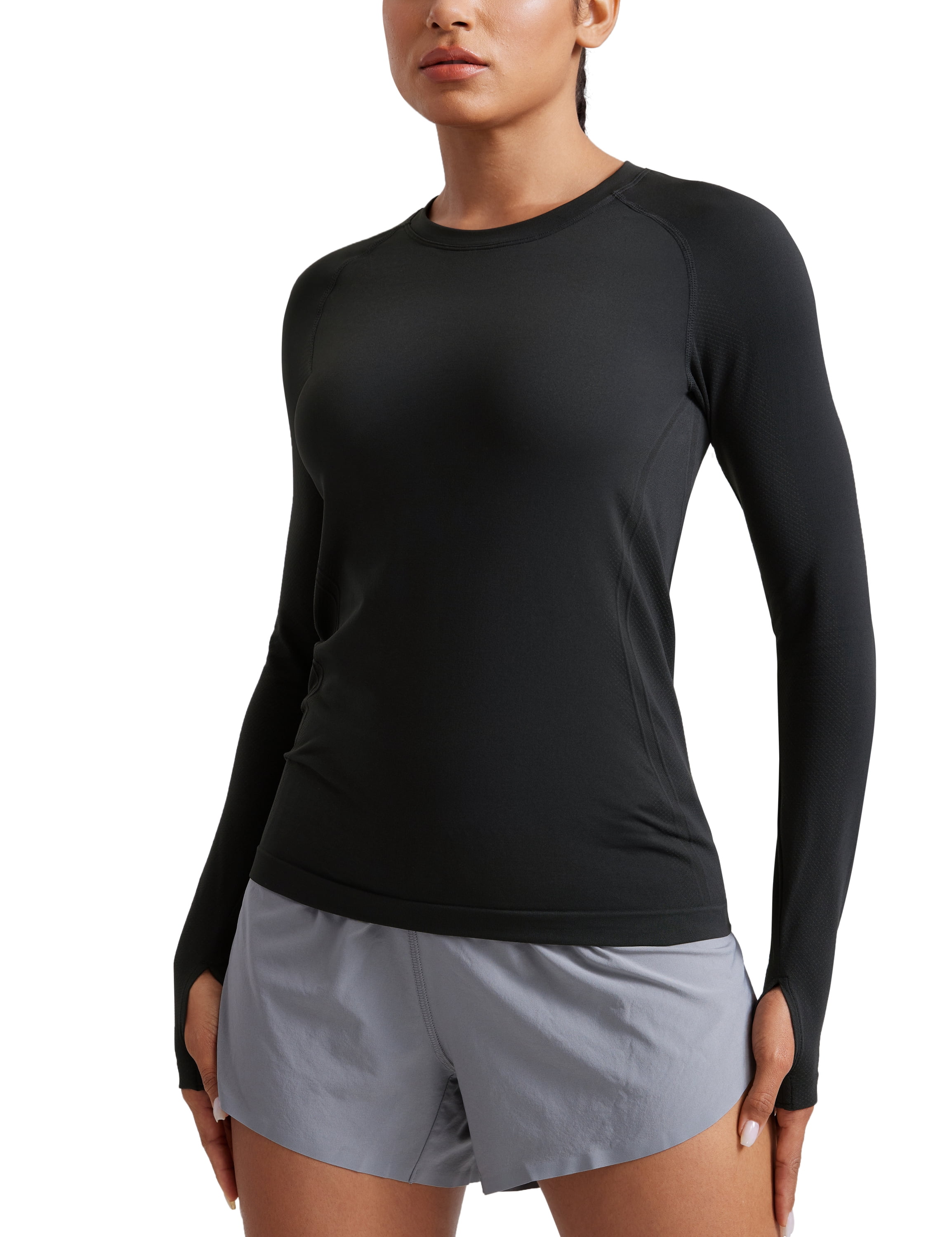 CRZ YOGA Seamless Long Sleeve Shirts for Women Workout Athletic Running ...