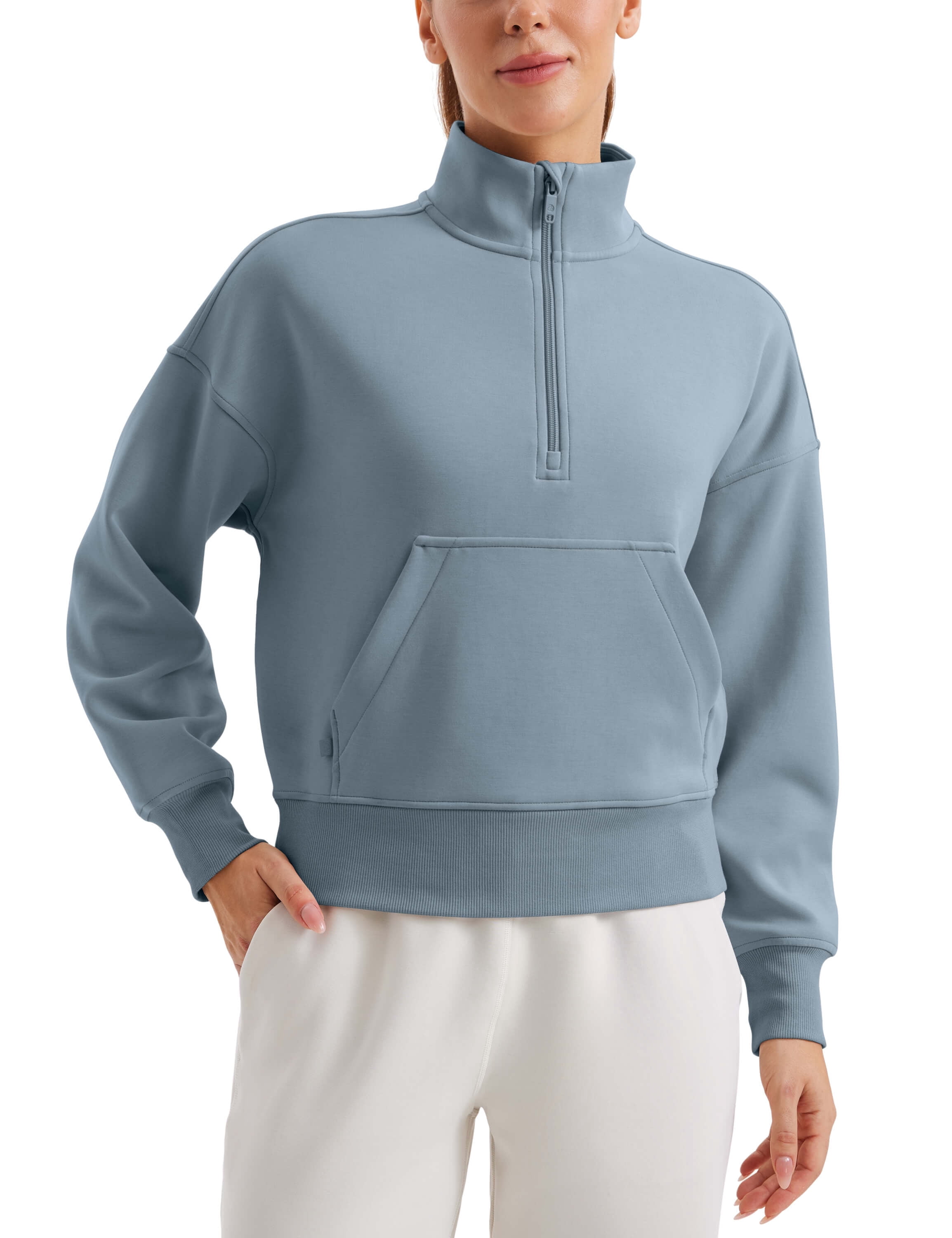CRZ YOGA SoftAura Half Zip Sweatshirt for Women Long Sleeve Pullover ...