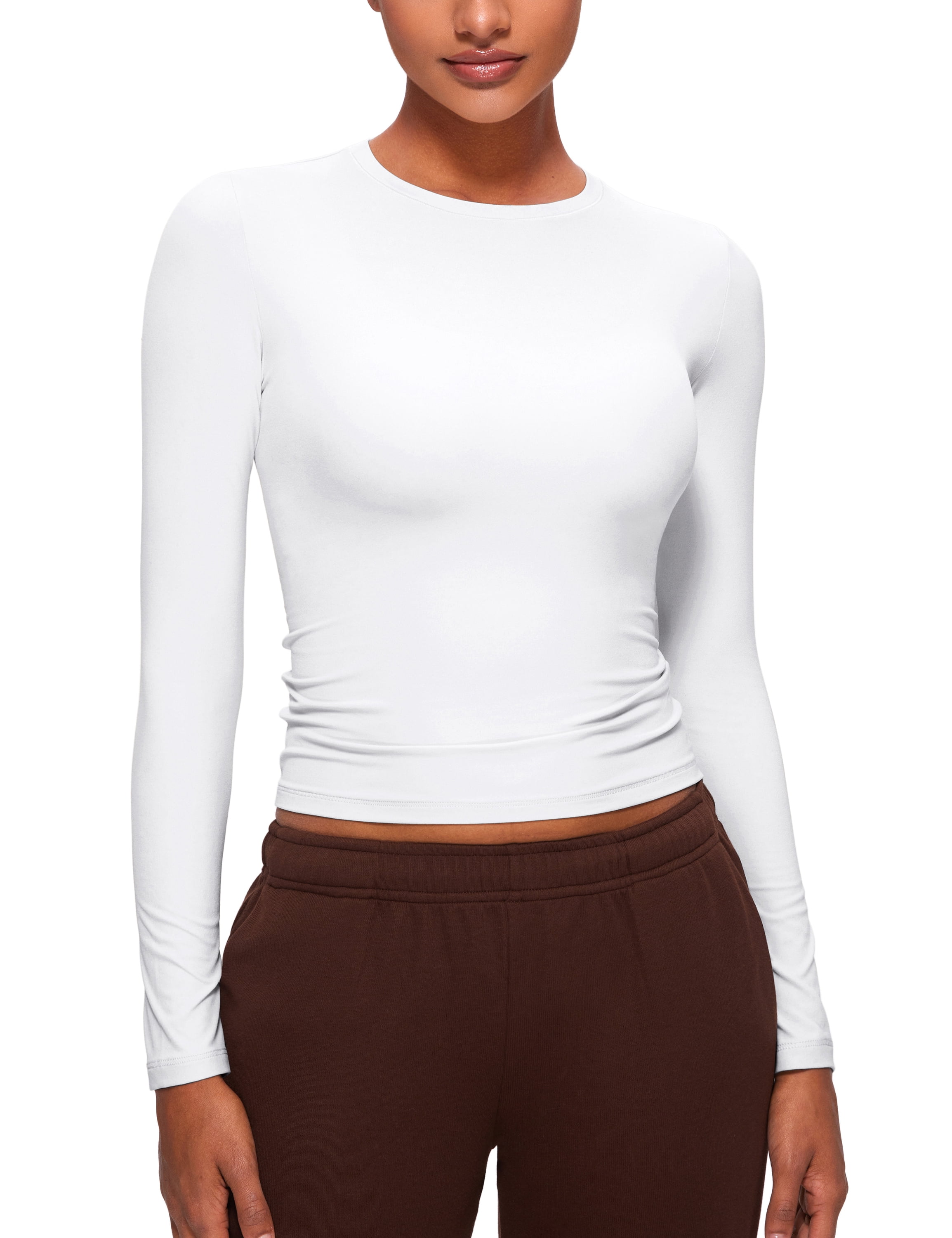 CRZ YOGA Softembrace Long Sleeve Shirts for Women Soft Basic Tight Tops ...