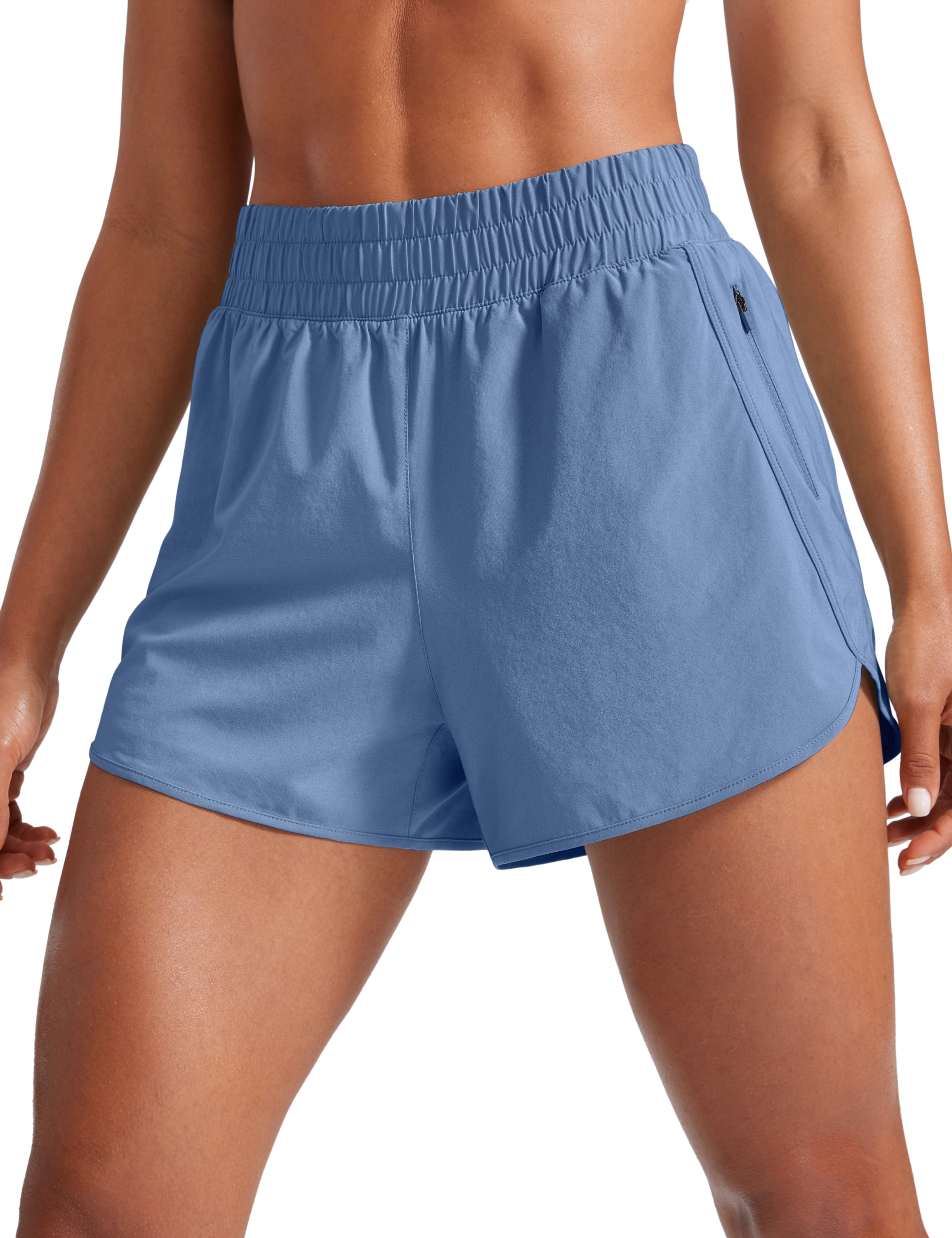 CRZ YOGA Women's 3 Inches Running Shorts High Waist with Zip Pocket ...