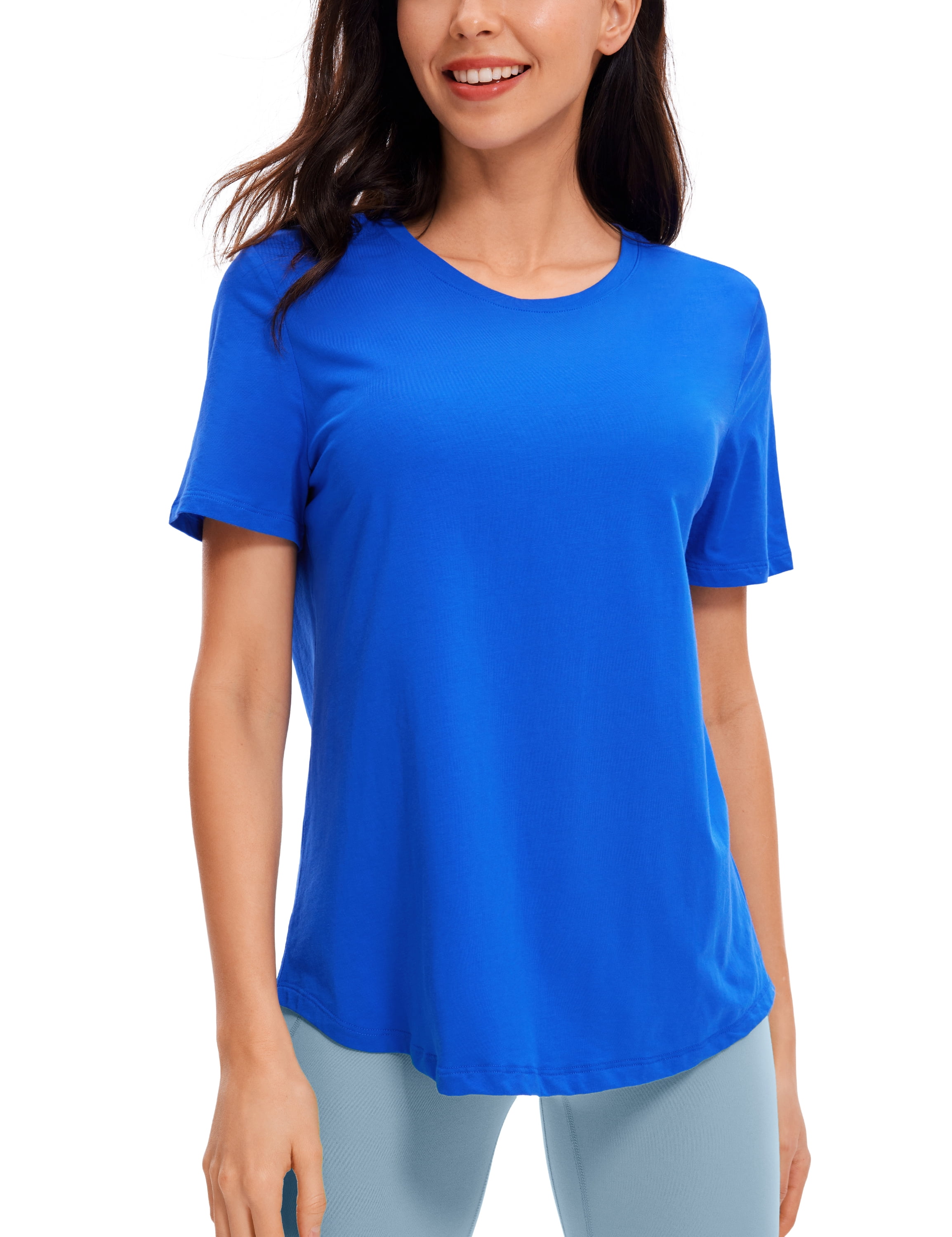 CRZ YOGA Pima Cotton Crewneck T-Shirts for Women Workout Casual Yoga ...