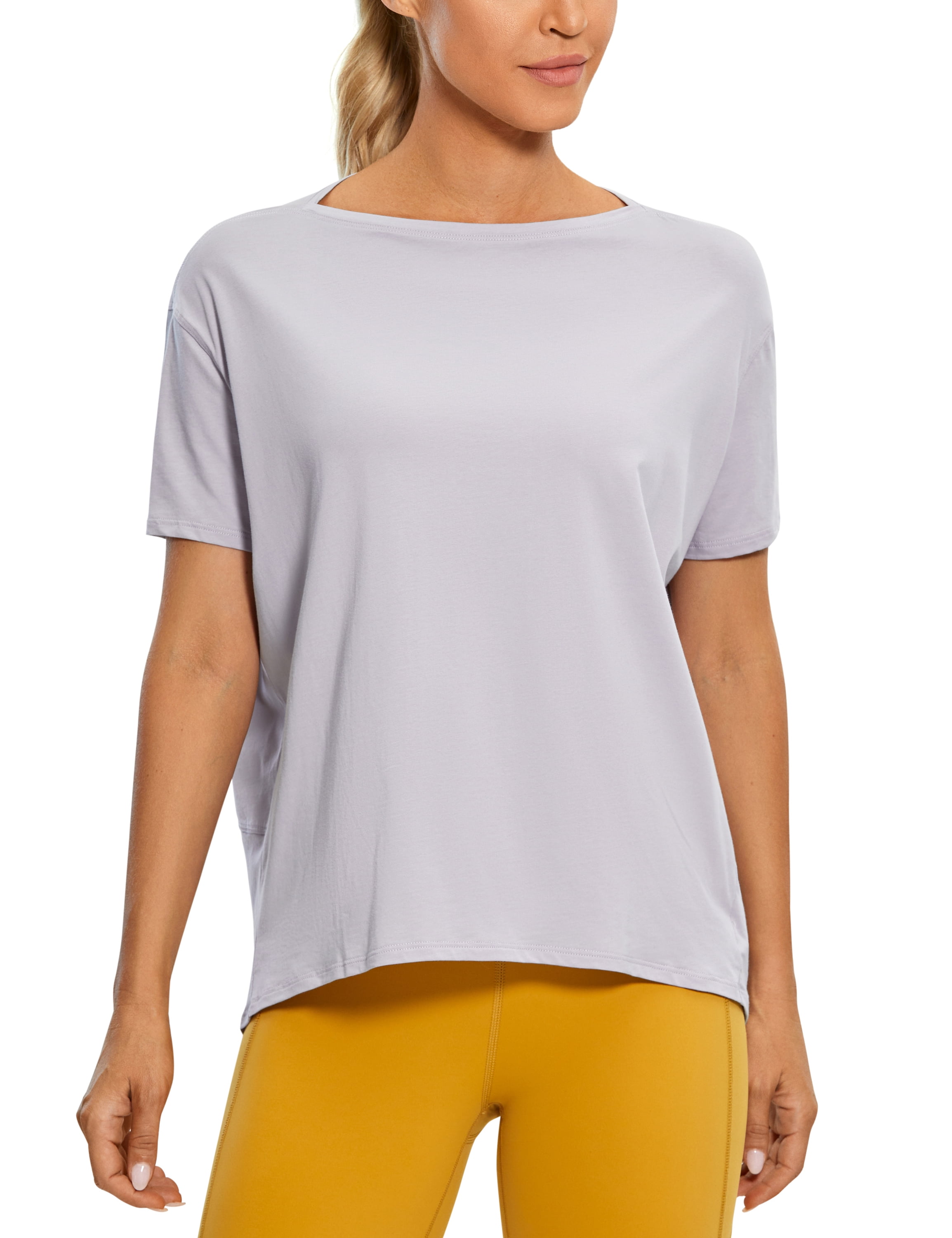 CRZ YOGA Women's Short Sleeve Shirts Loose Fit Pima Cotton Workout T-Shirt Tops - Walmart.com