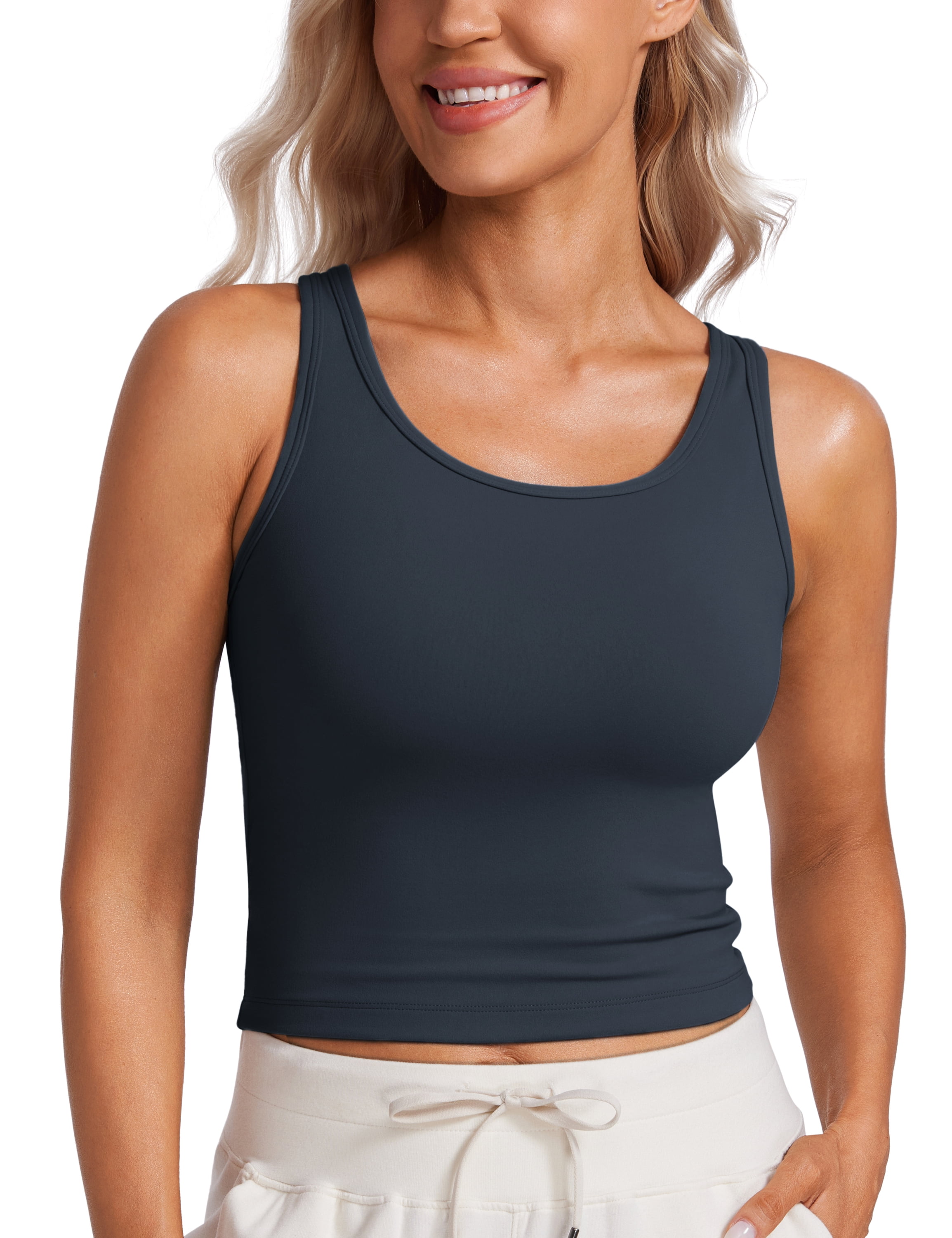 CRZ YOGA Womens Butterluxe Double Lined Tank Tops Scoop Neck Racerback ...