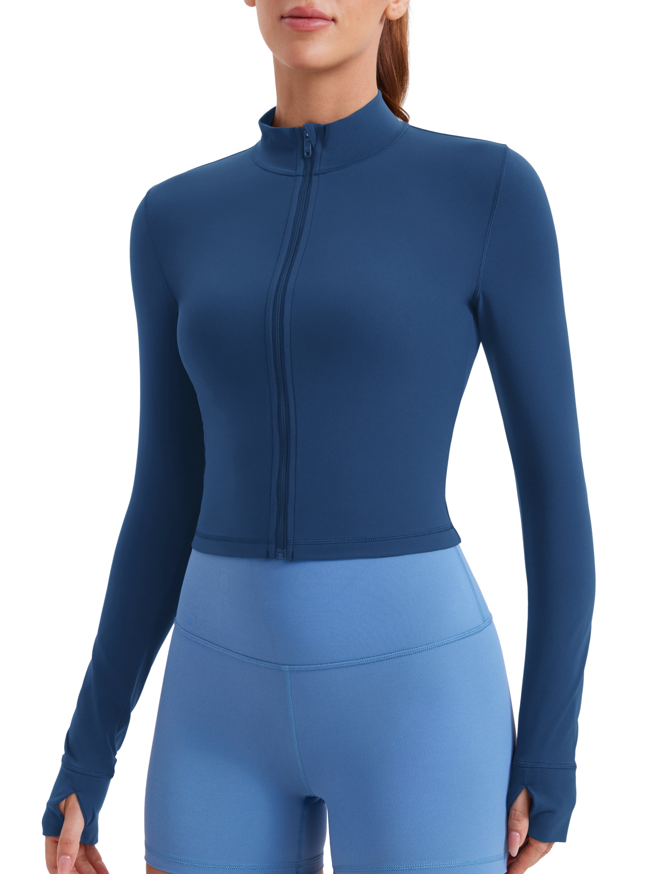 CRZ YOGA Butterluxe Cropped Athletic Jackets for Women Full Zip Up ...