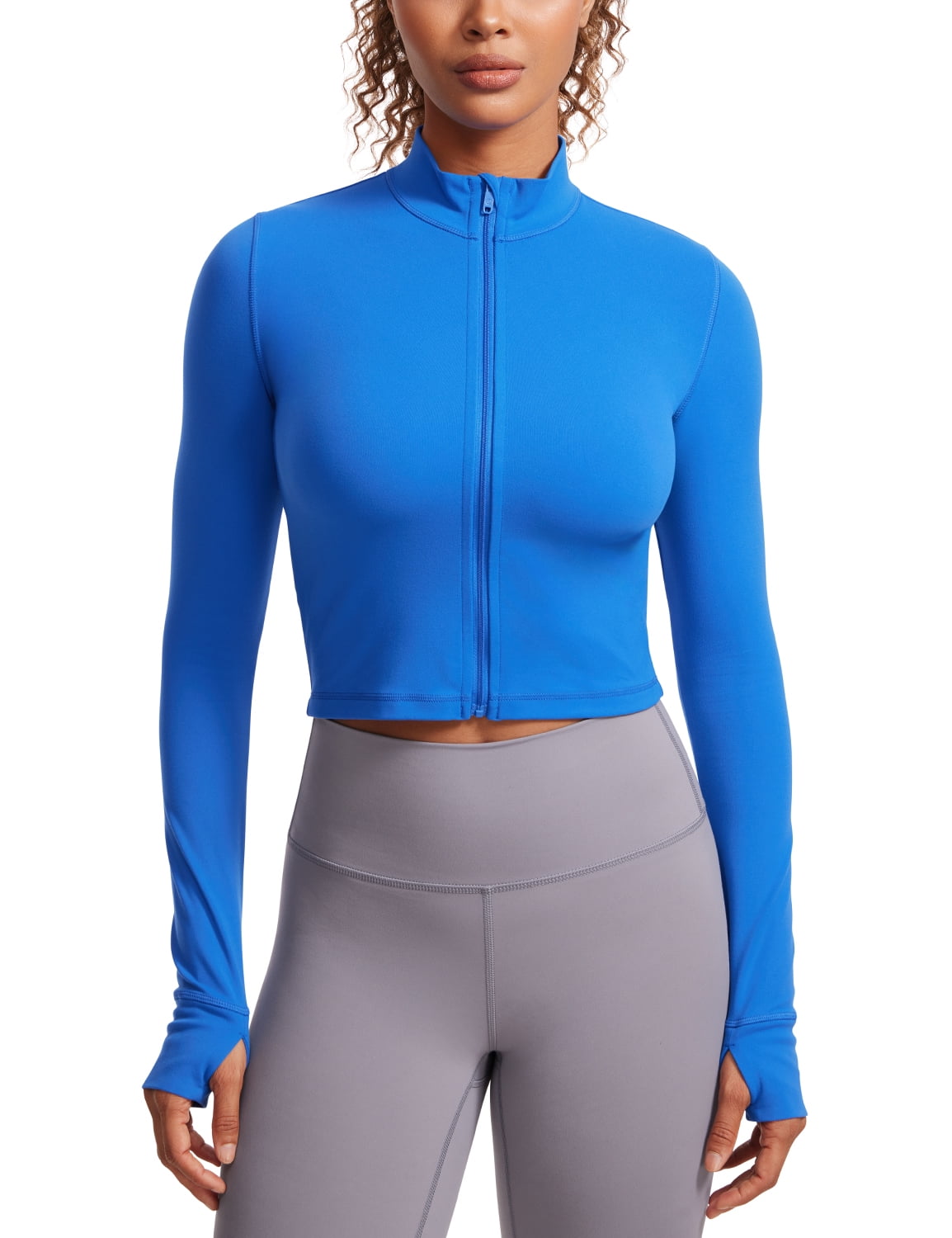 CRZ YOGA Womens Butterluxe Full Zip Cropped Workout Jacket Slim Fit ...